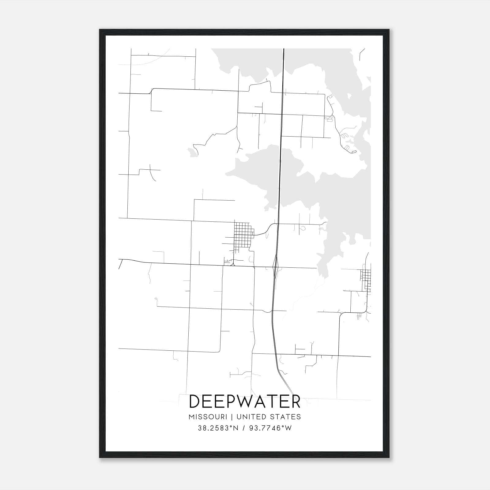 Deepwater Missouri Map Poster, Modern Home Decor Wall Art Print ...