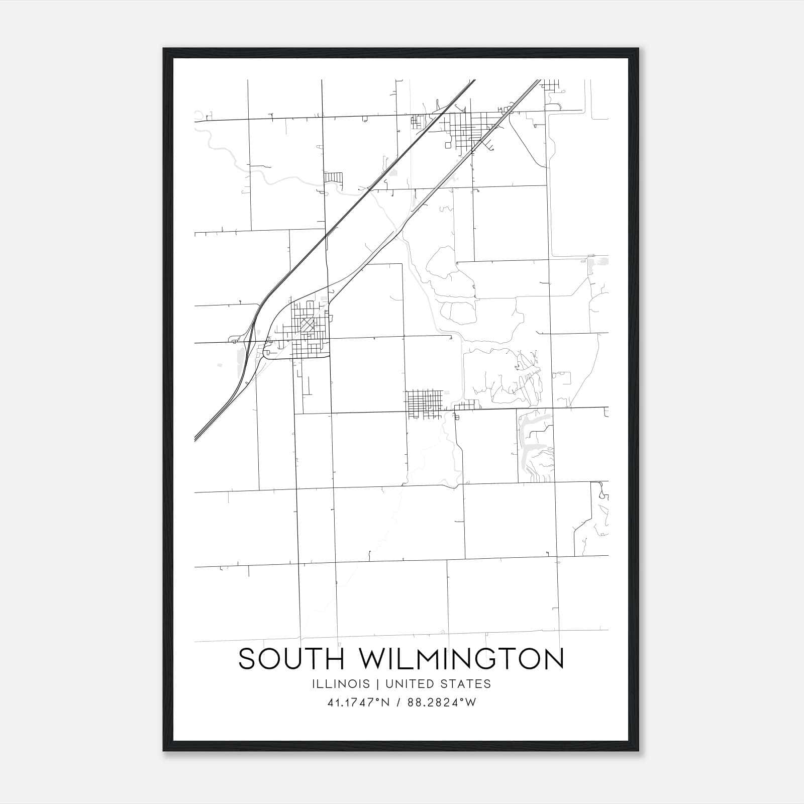 South Wilmington Illinois Map Poster, Modern Home Decor Wall Art Print - Custom Maps & Posters