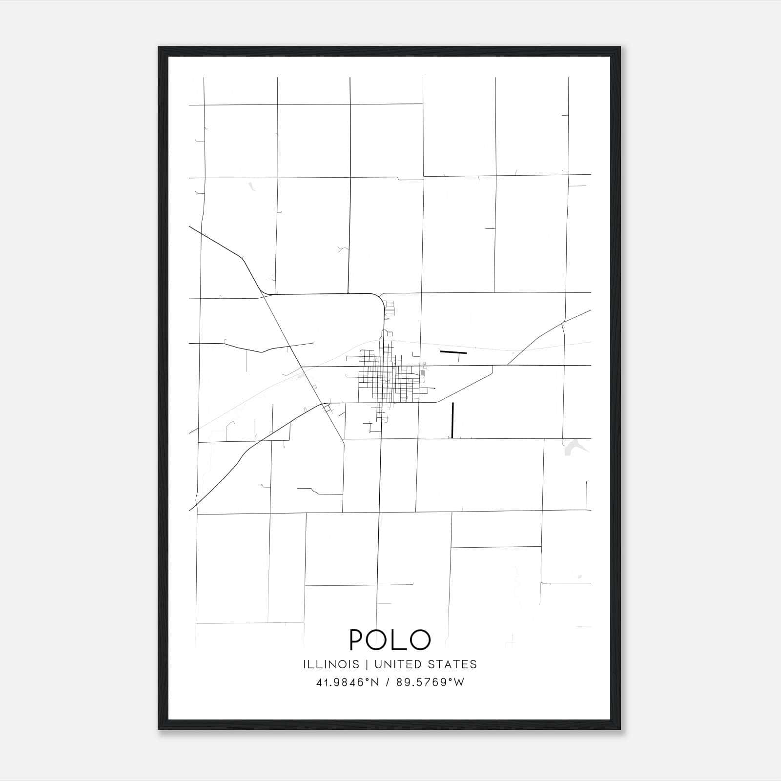 Polo Illinois Map Poster, Modern Home Decor Wall Art Print - Custom ...