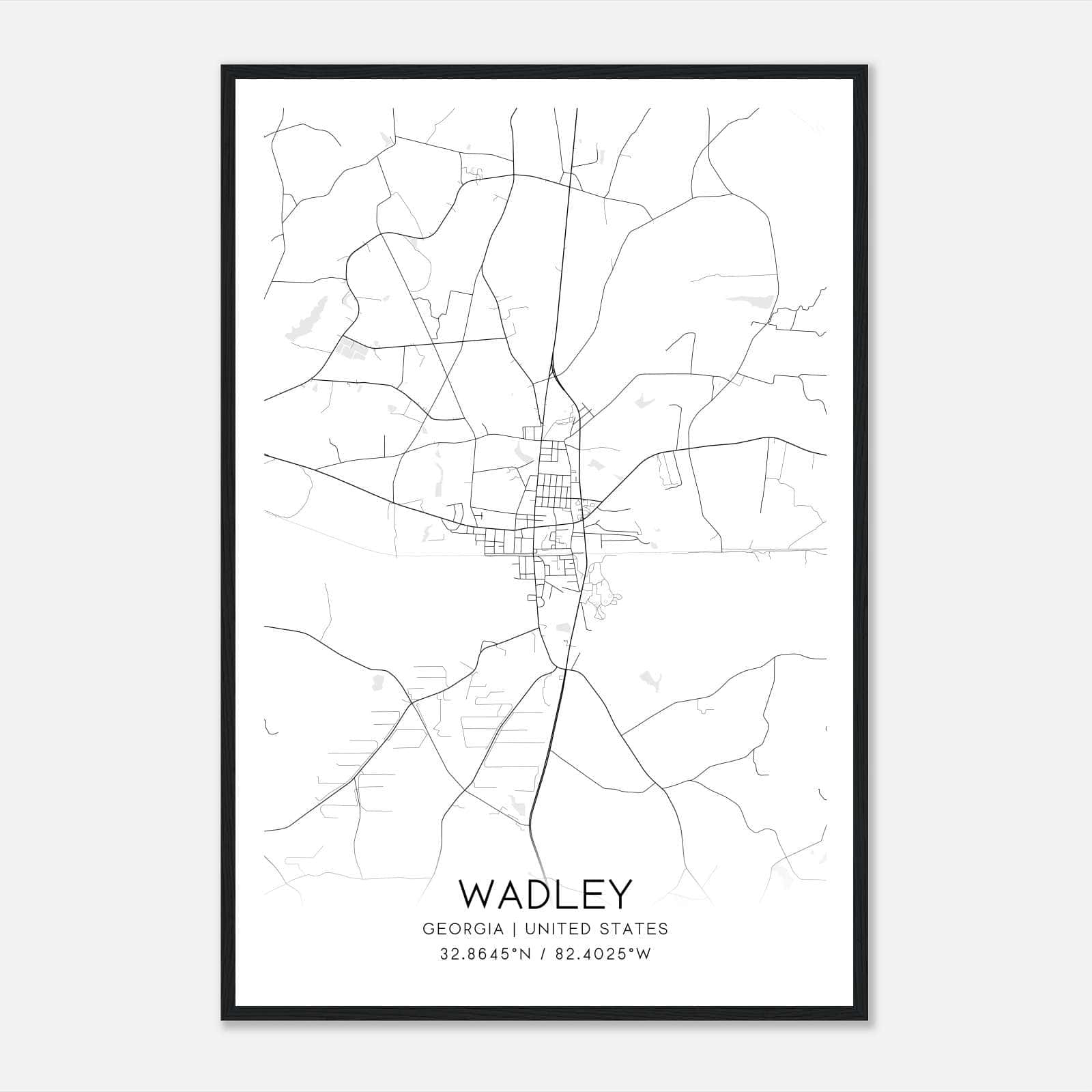 Wadley Georgia Map Poster, Modern Home Decor Wall Art Print - Custom ...