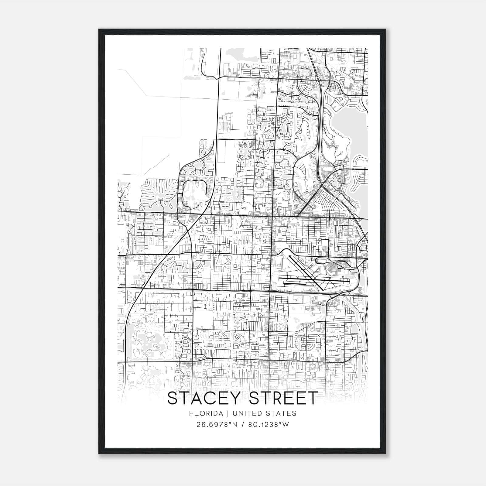 Stacey Street Florida Map Poster, Modern Home Decor Wall Art Print ...