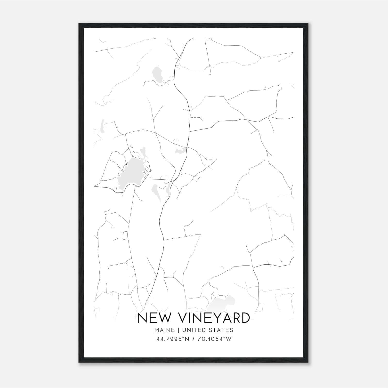 New Vineyard Maine Map Poster, Modern Home Decor Wall Art Print ...