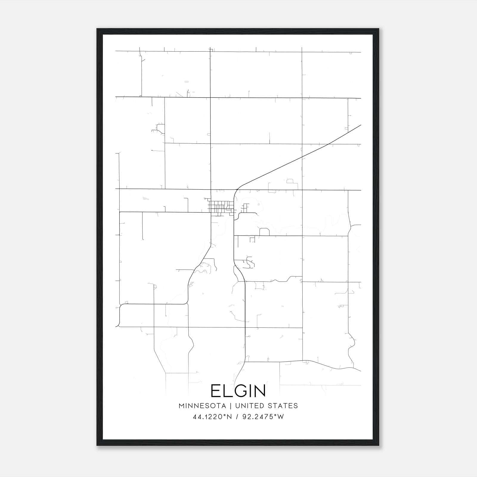Elgin Minnesota Map Poster, Modern Home Decor Wall Art Print - Custom ...