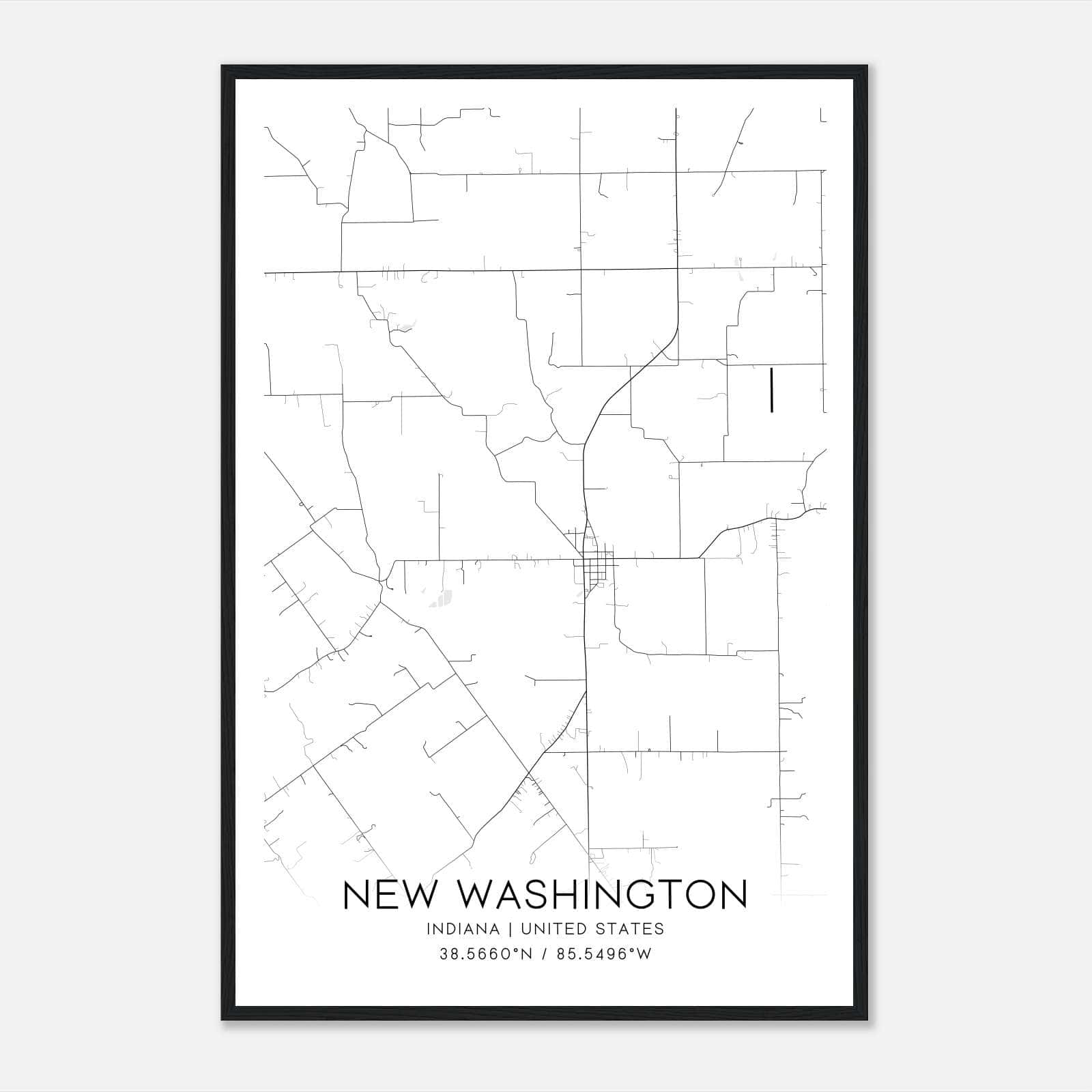 New Washington Indiana Map Poster, Modern Home Decor Wall Art Print ...