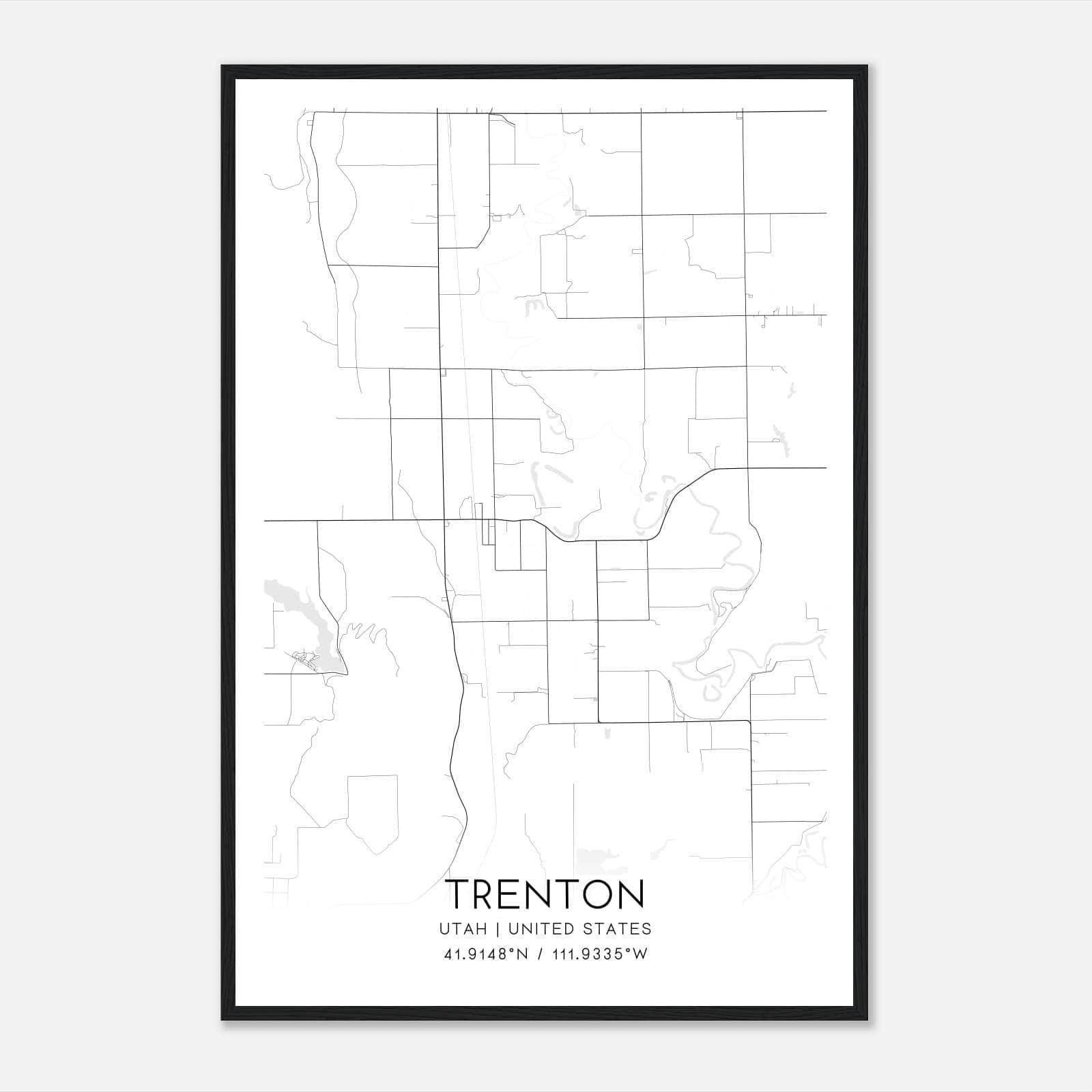 Trenton Utah Map Poster, Modern Home Decor Wall Art Print - Custom Maps & Posters