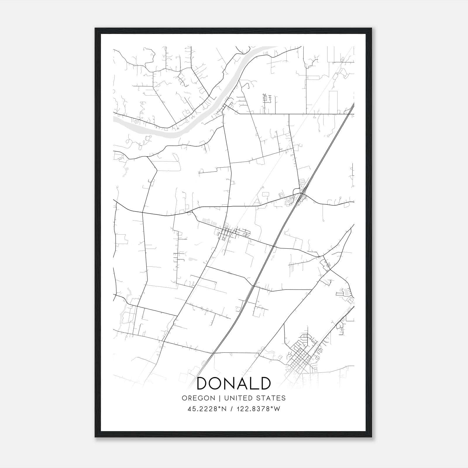 Donald Oregon Map Poster, Modern Home Decor Wall Art Print - Custom ...