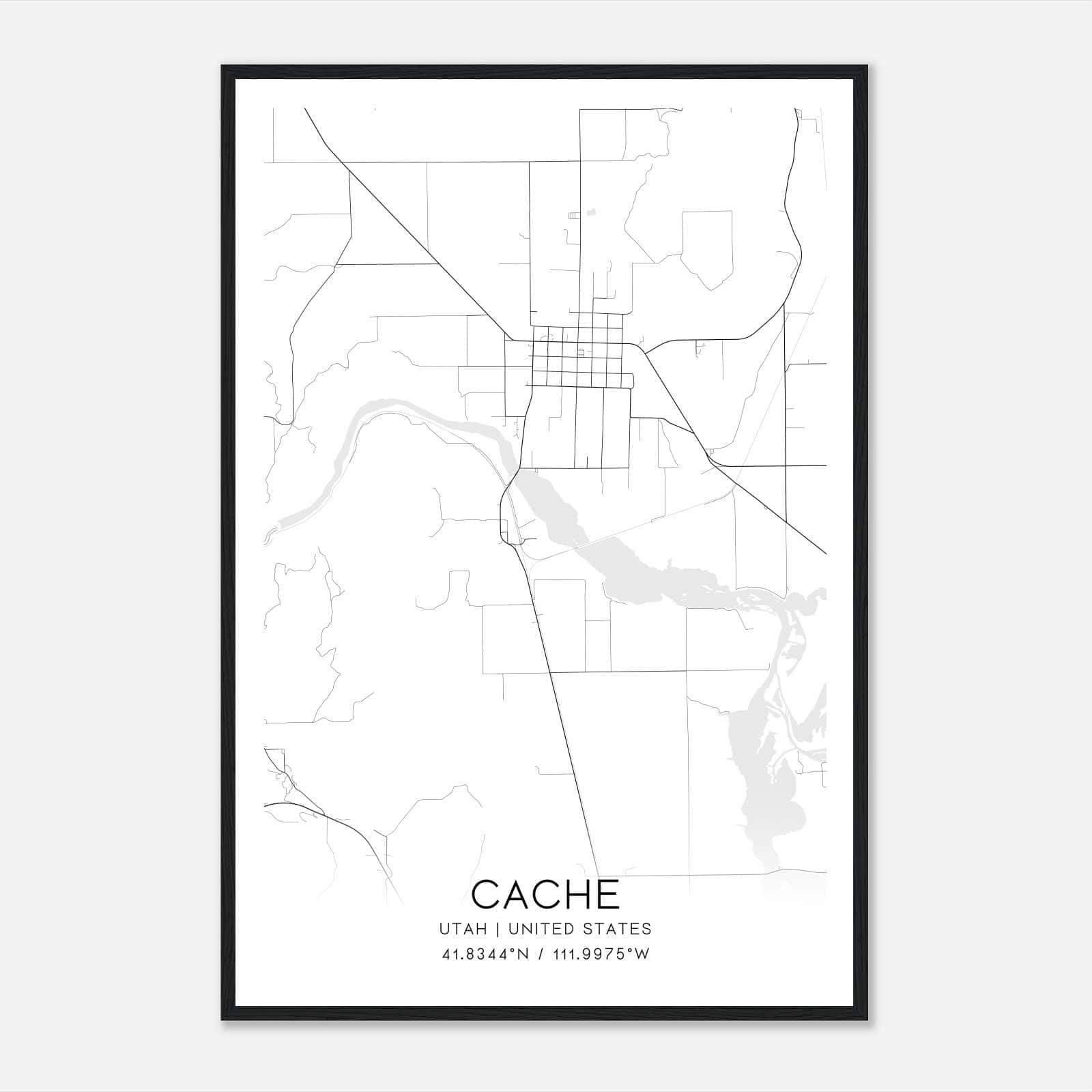 Cache Utah Map Poster, Modern Home Decor Wall Art Print - Custom Maps ...