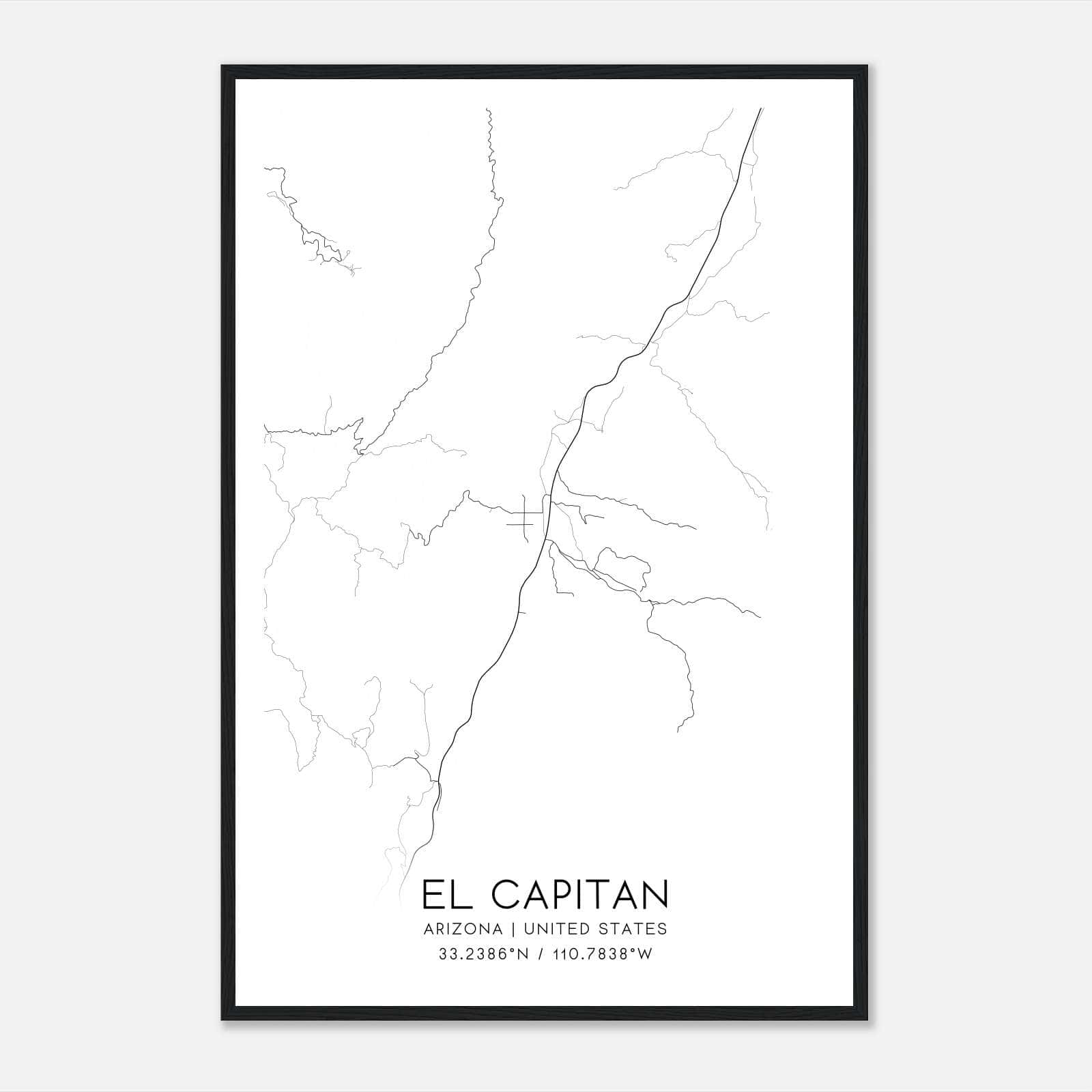 El Capitan Arizona Map Poster, Modern Home Decor Wall Art Print ...