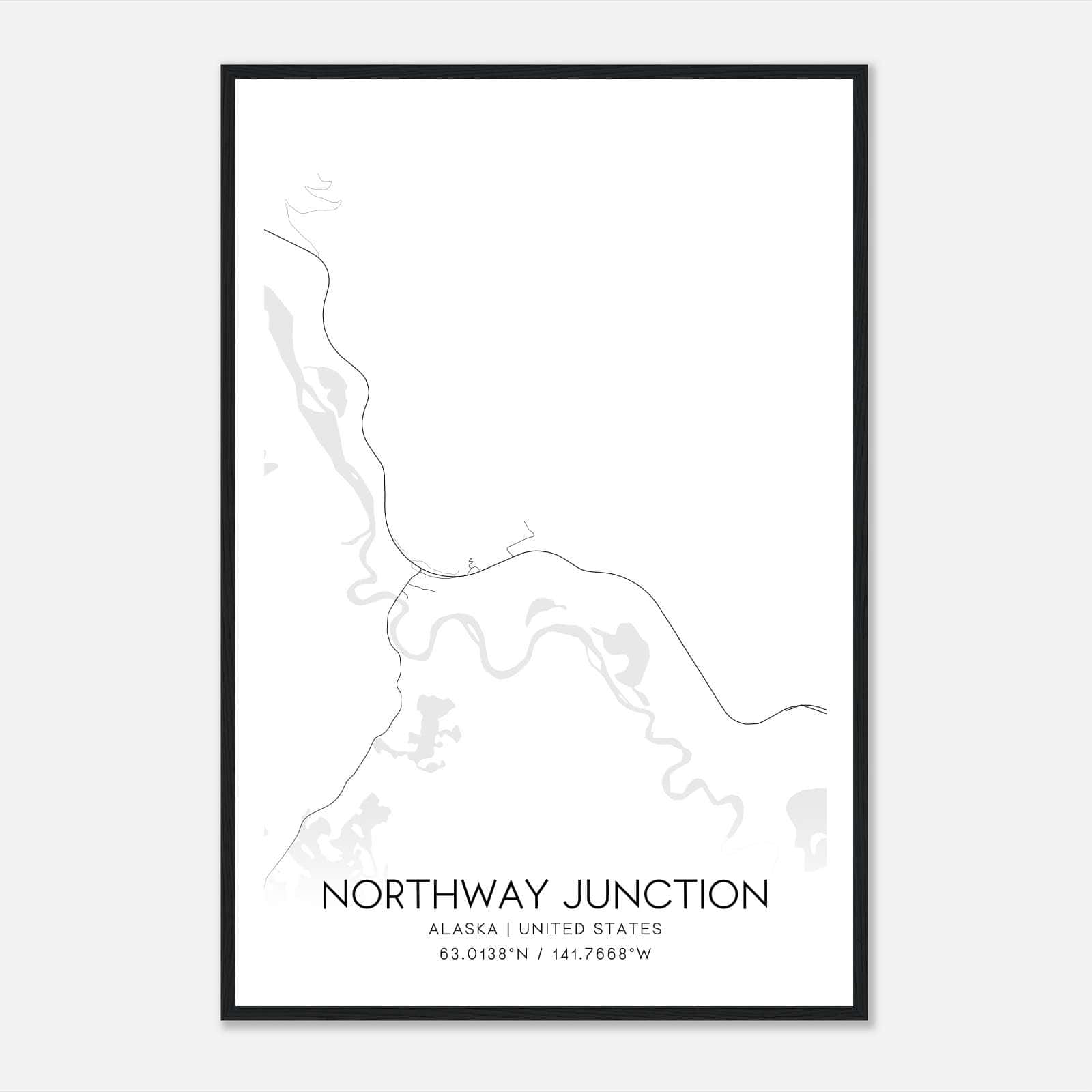 Northway Junction Alaska Map Poster, Modern Home Decor Wall Art Print ...
