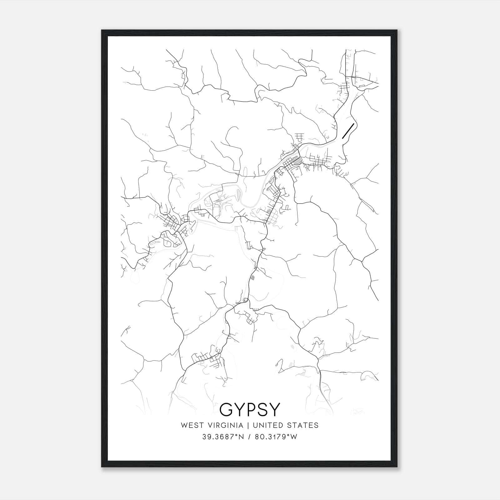 Gypsy West Virginia Map Poster, Modern Home Decor Wall Art Print ...