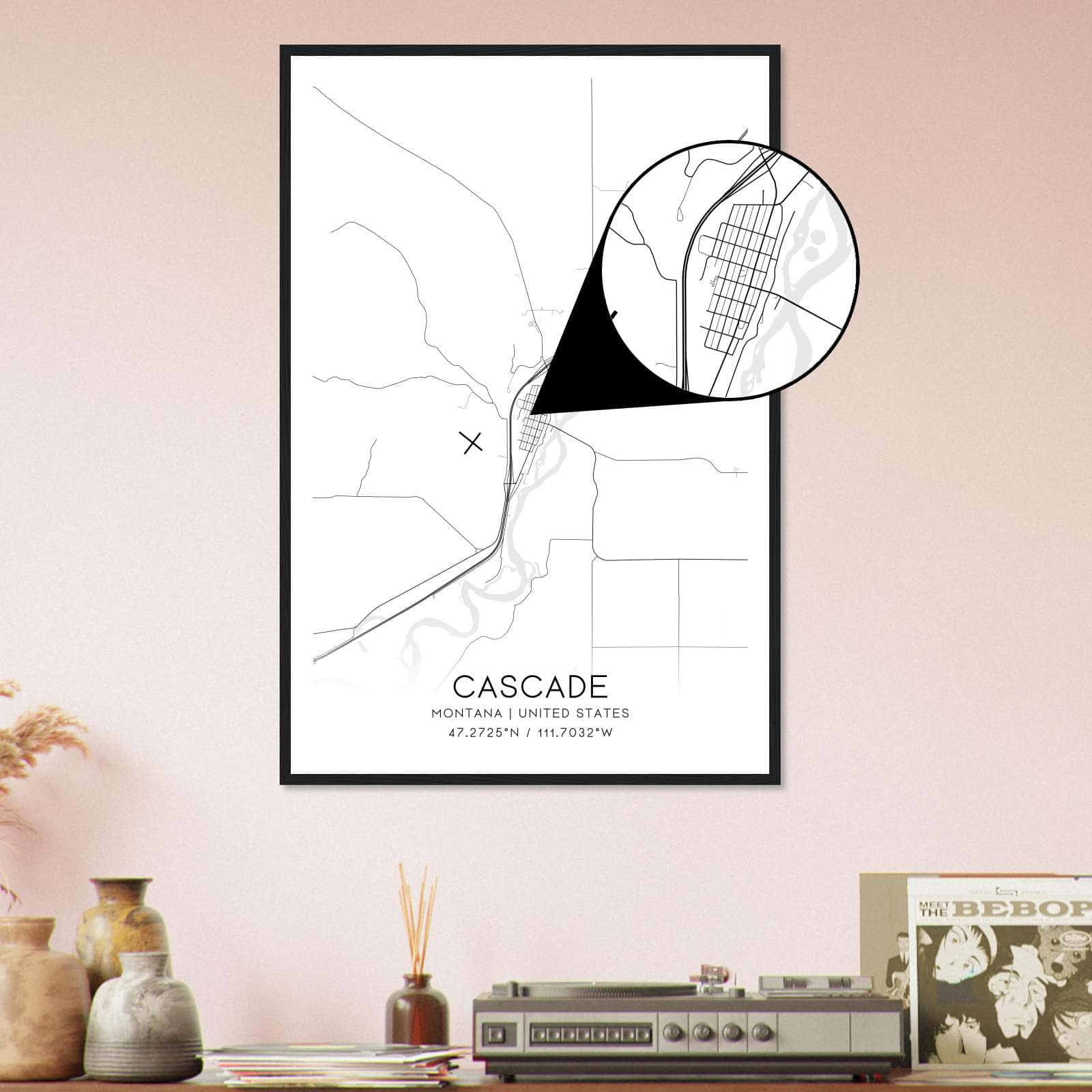 Cascade Montana Map Poster, Modern Home Decor Wall Art Print - Custom ...