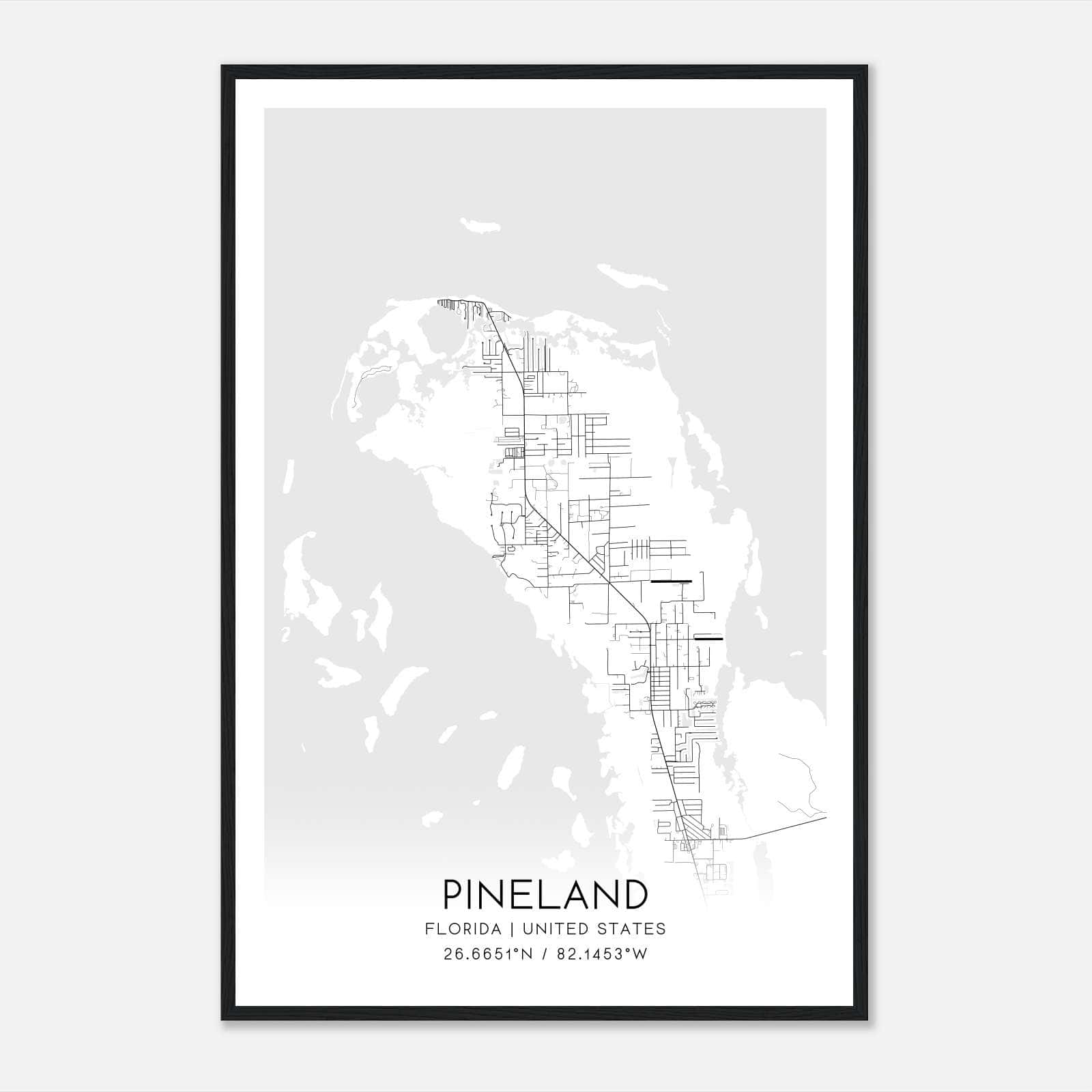 Pineland Florida Map Poster, Modern Home Decor Wall Art Print - Custom ...