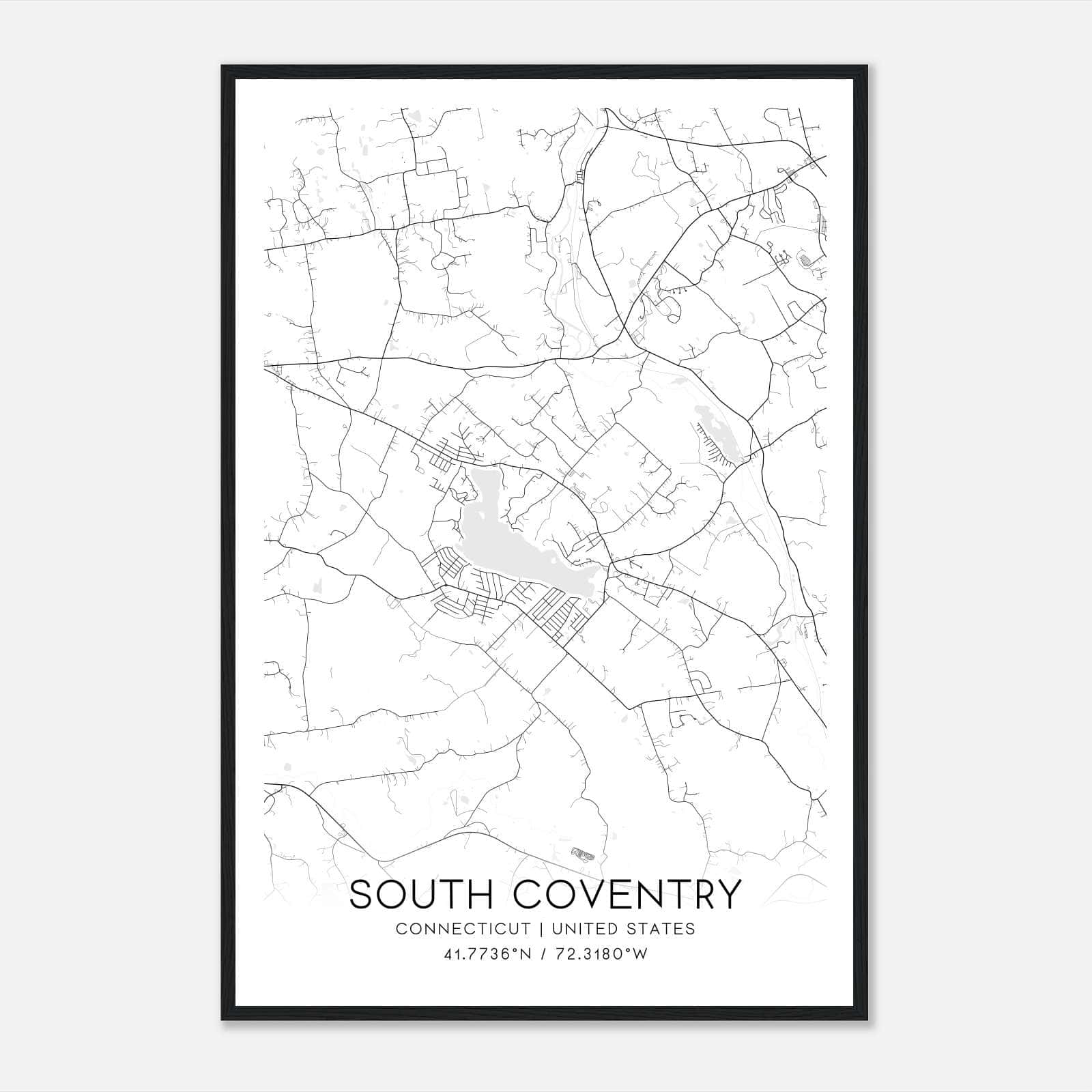 South Coventry Connecticut Map Poster, Modern Home Decor Wall Art Print ...