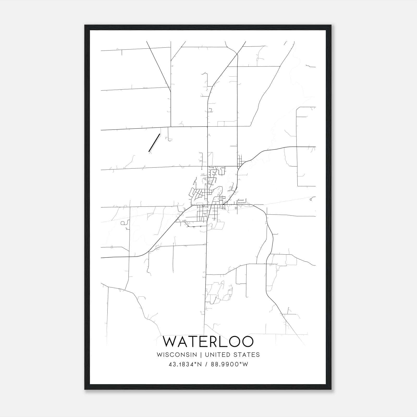 Waterloo Wisconsin Map Poster, Modern Home Decor Wall Art Print ...
