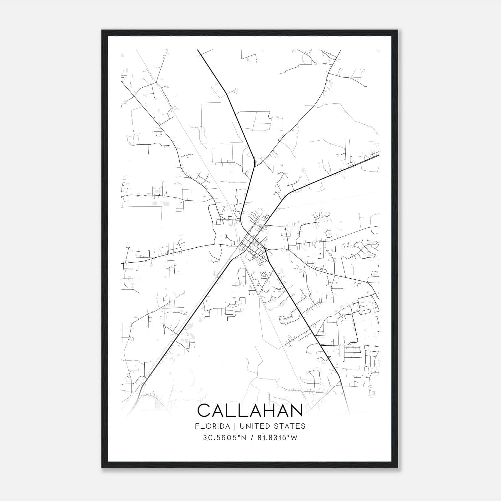 Callahan Florida Map Poster, Modern Home Decor Wall Art Print - Custom ...