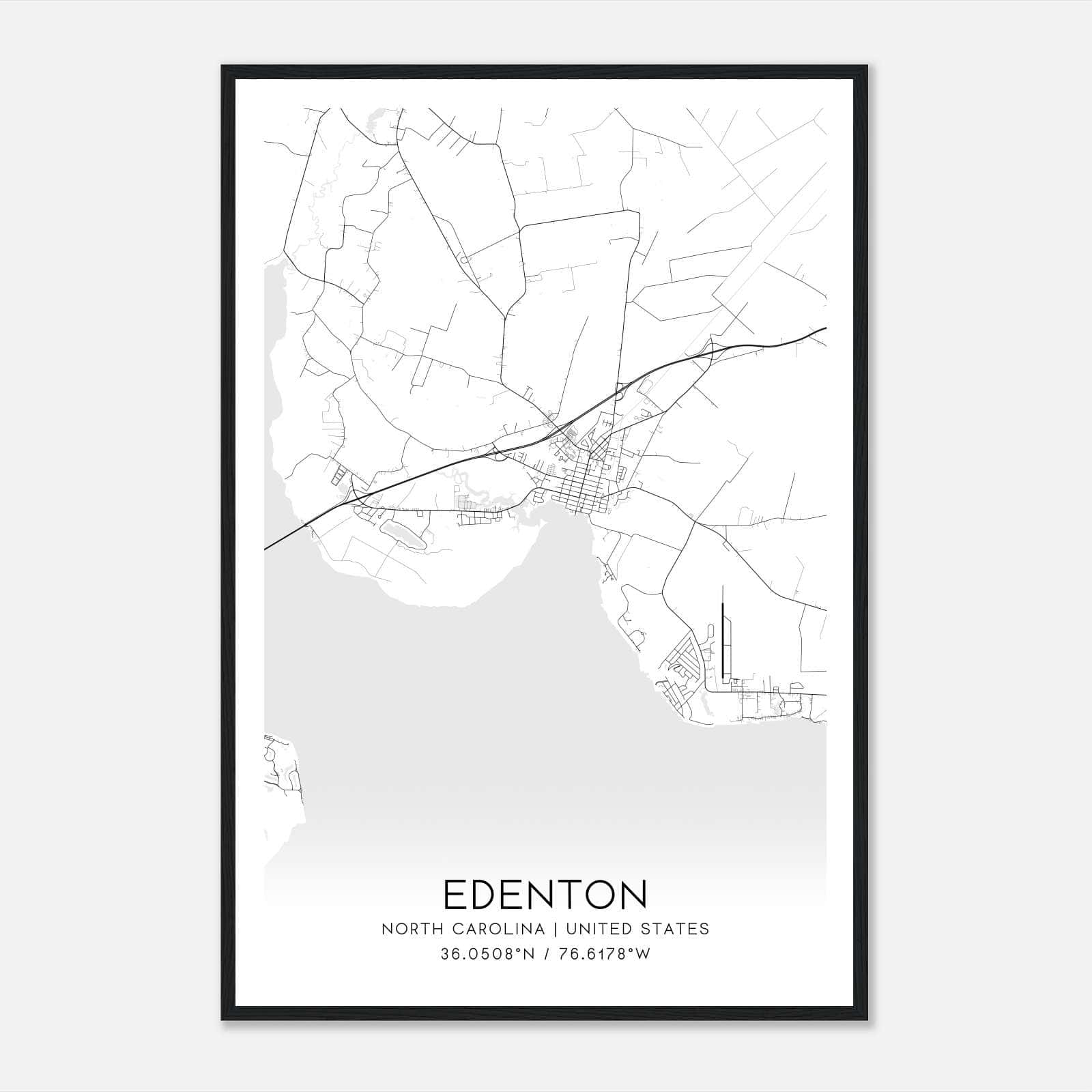 Edenton North Carolina Map Poster, Modern Home Decor Wall Art Print ...