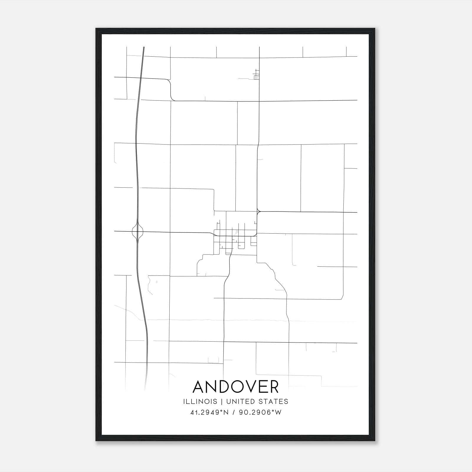 Andover Illinois Map Poster, Modern Home Decor Wall Art Print - Custom ...