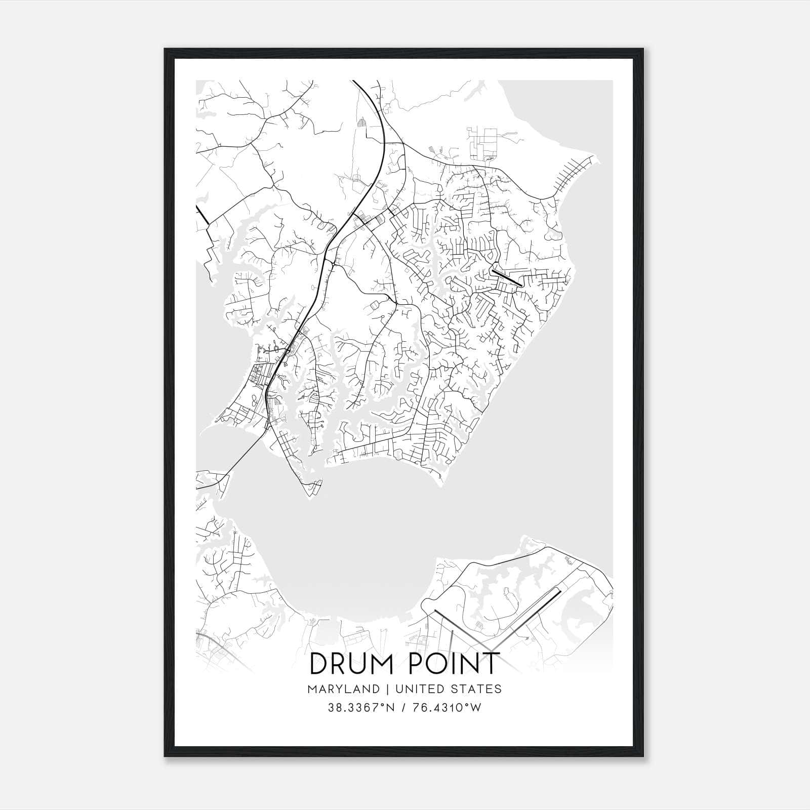 Drum Point Maryland Map Poster, Modern Home Decor Wall Art Print ...