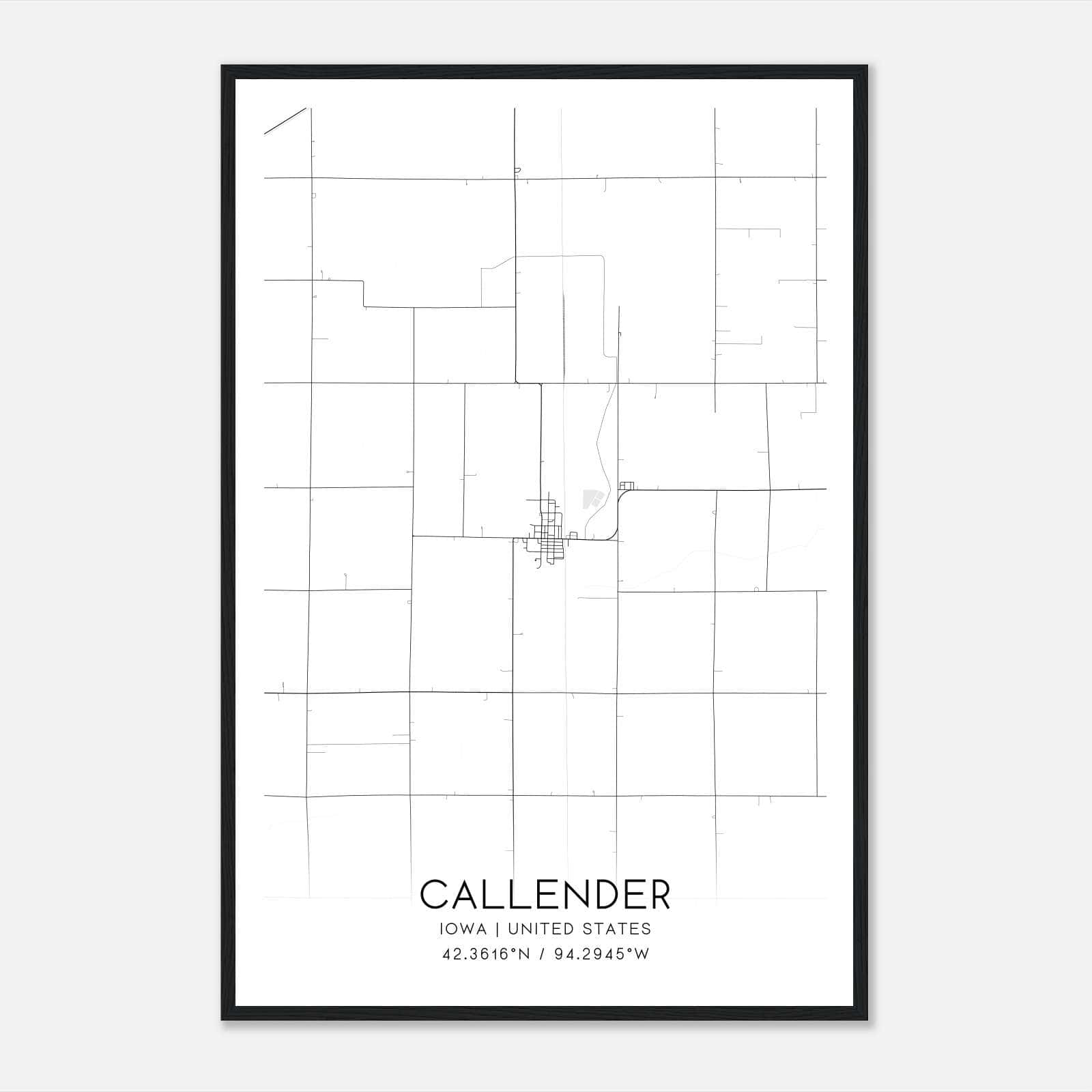 Callender Iowa Map Poster, Modern Home Decor Wall Art Print - Custom ...