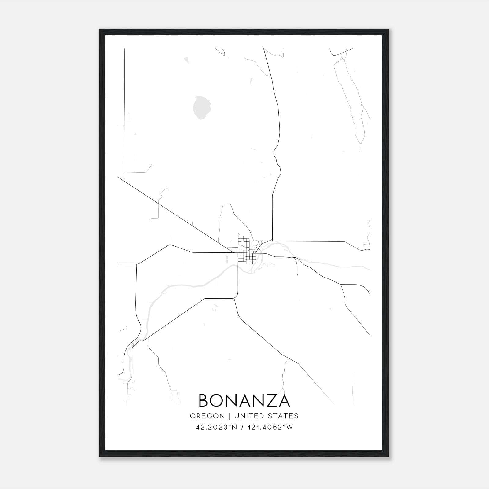 Bonanza Oregon Map Poster, Modern Home Decor Wall Art Print - Custom ...