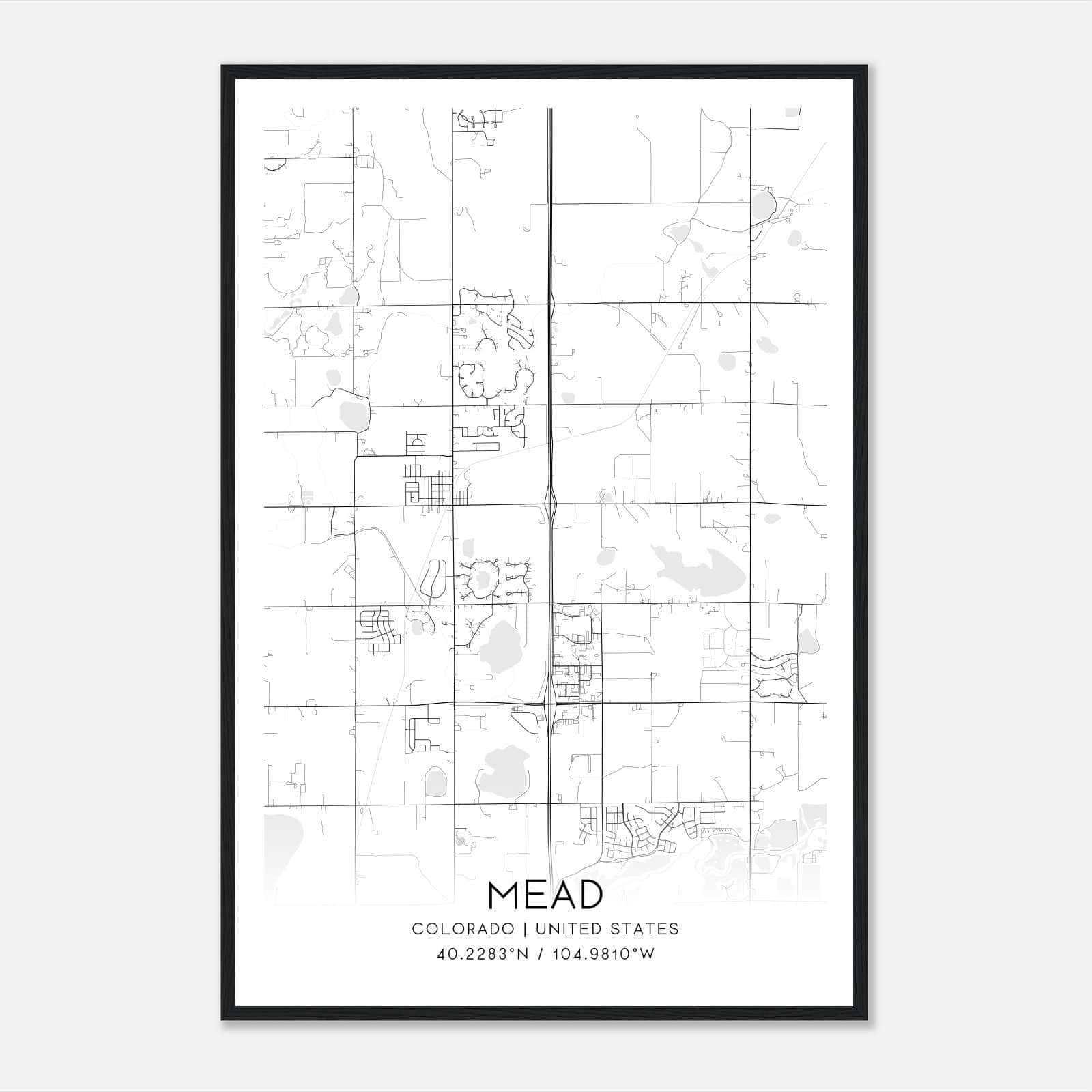 Mead Colorado Map Poster, Modern Home Decor Wall Art Print - Custom ...
