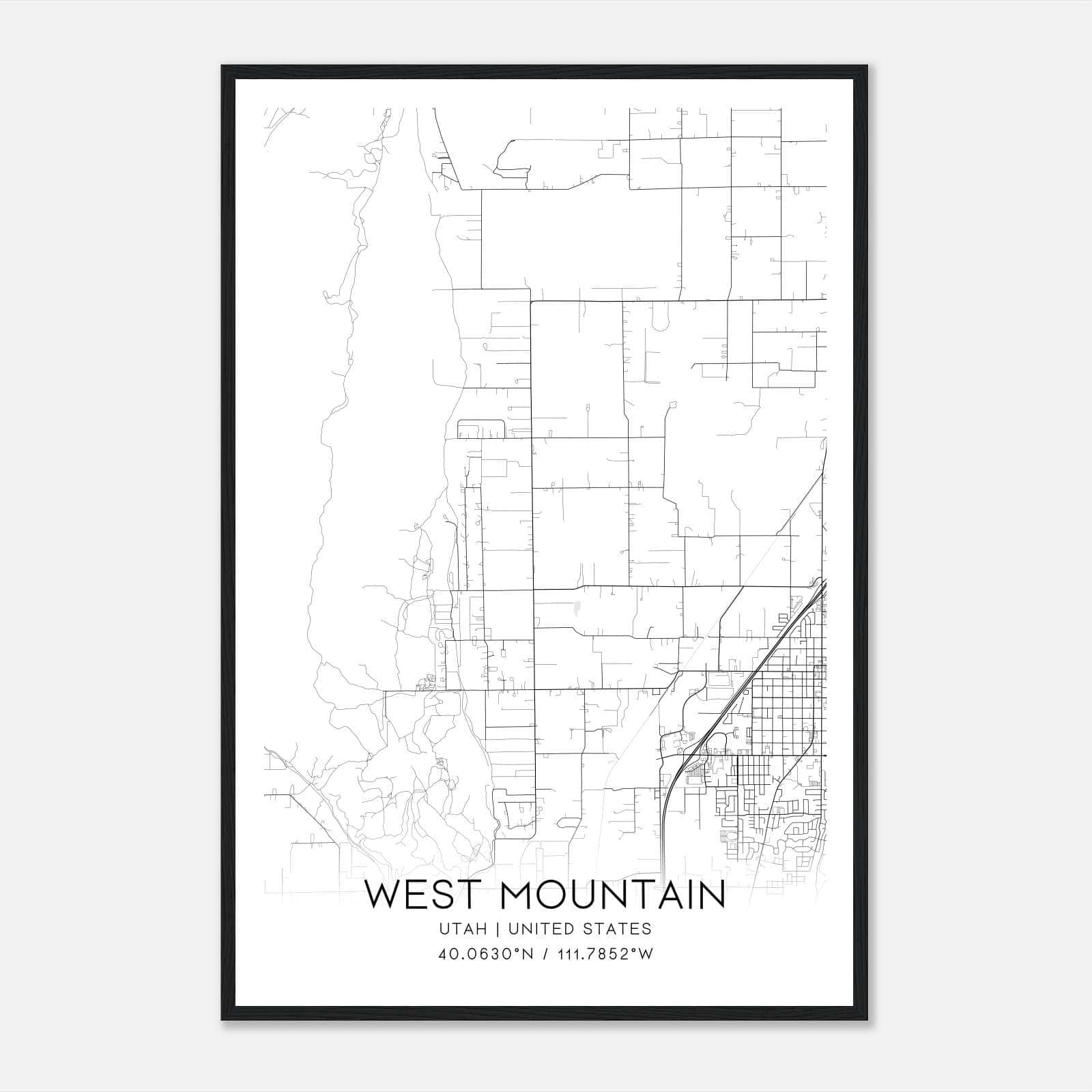 West Mountain Utah Map Poster, Modern Home Decor Wall Art Print - Custom Maps & Posters