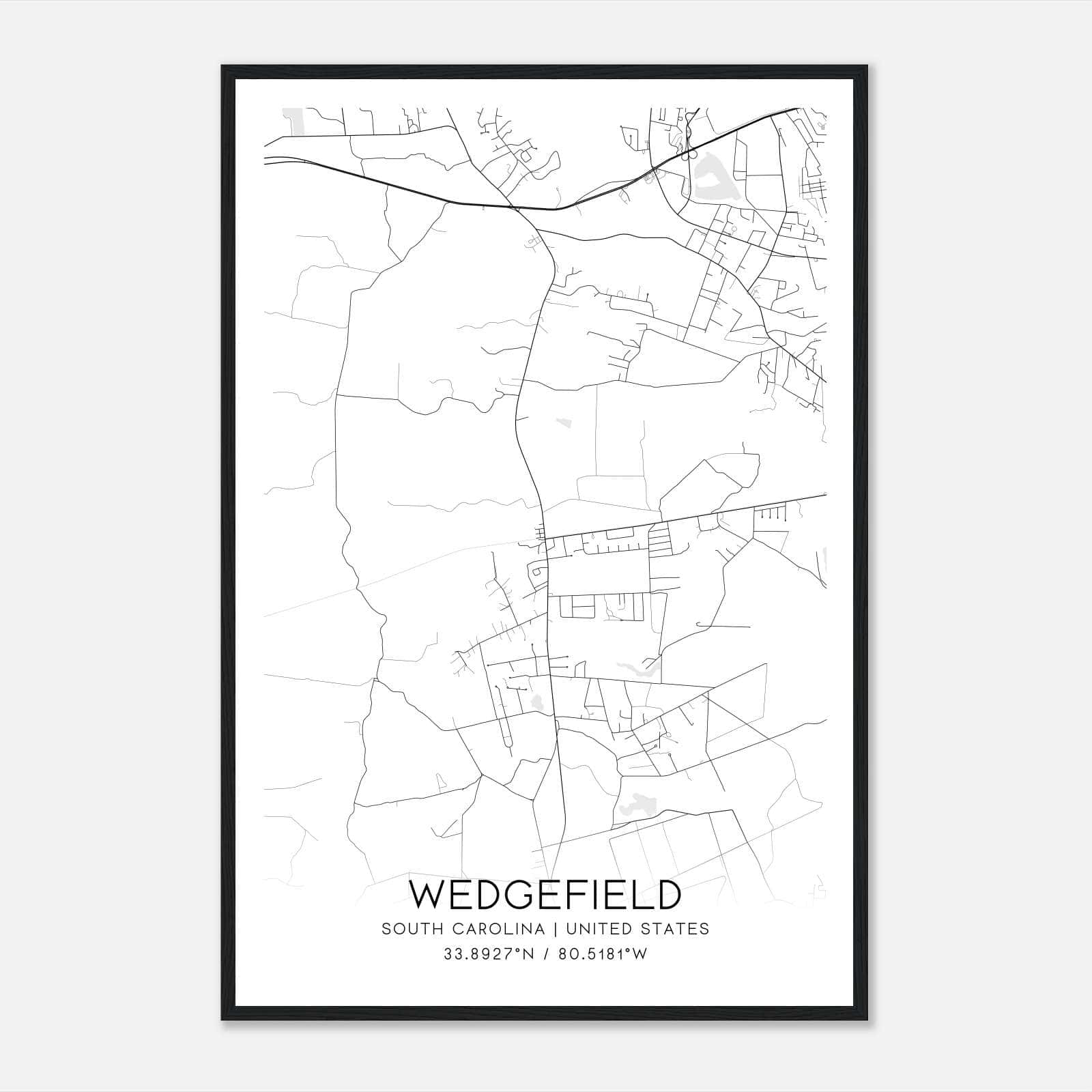Wedgefield South Carolina Map Poster, Modern Home Decor Wall Art Print ...