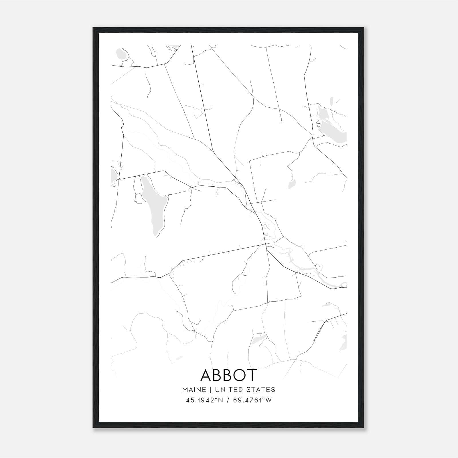Abbot Maine Map Poster, Modern Home Decor Wall Art Print - Custom Maps ...