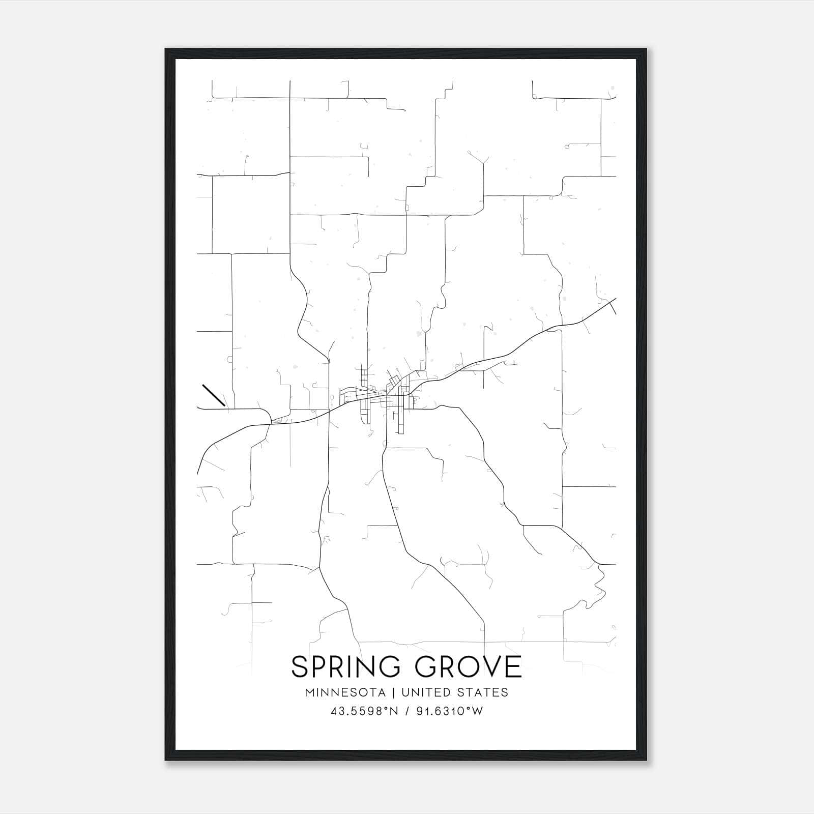 Spring Grove Minnesota Map Poster, Modern Home Decor Wall Art Print ...