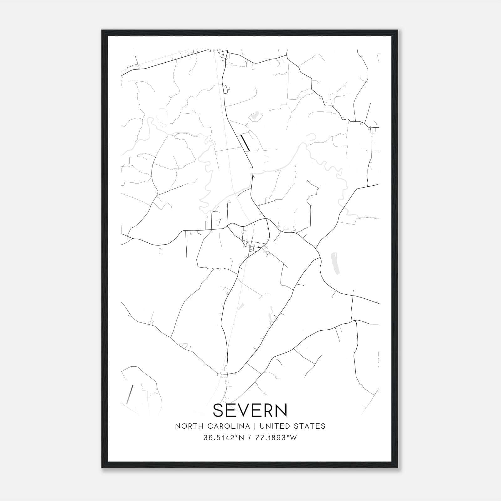 Severn North Carolina Map Poster, Modern Home Decor Wall Art Print ...