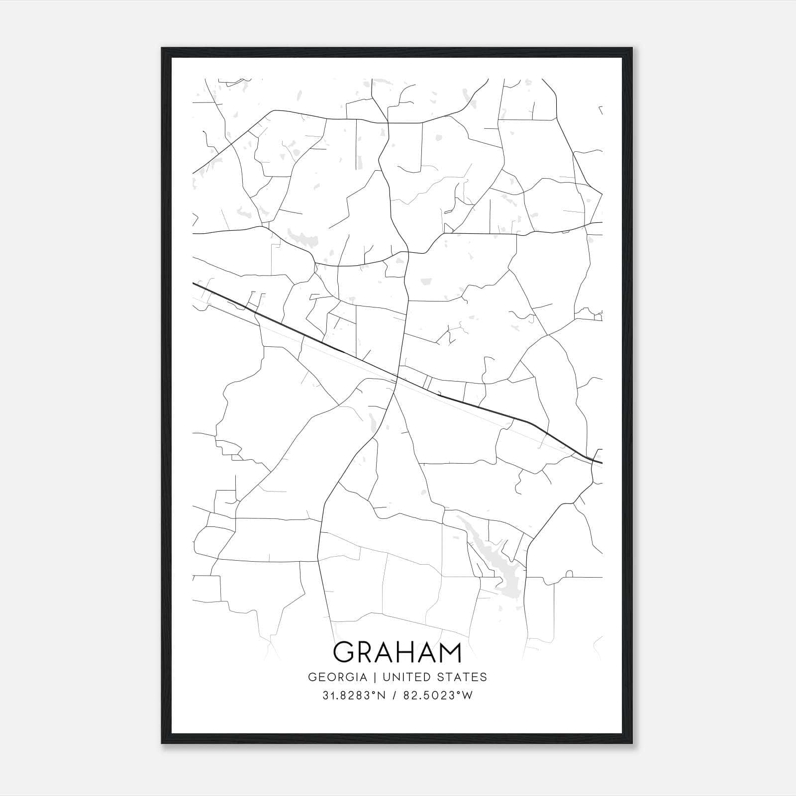 Graham Georgia Map Poster, Modern Home Decor Wall Art Print - Custom ...