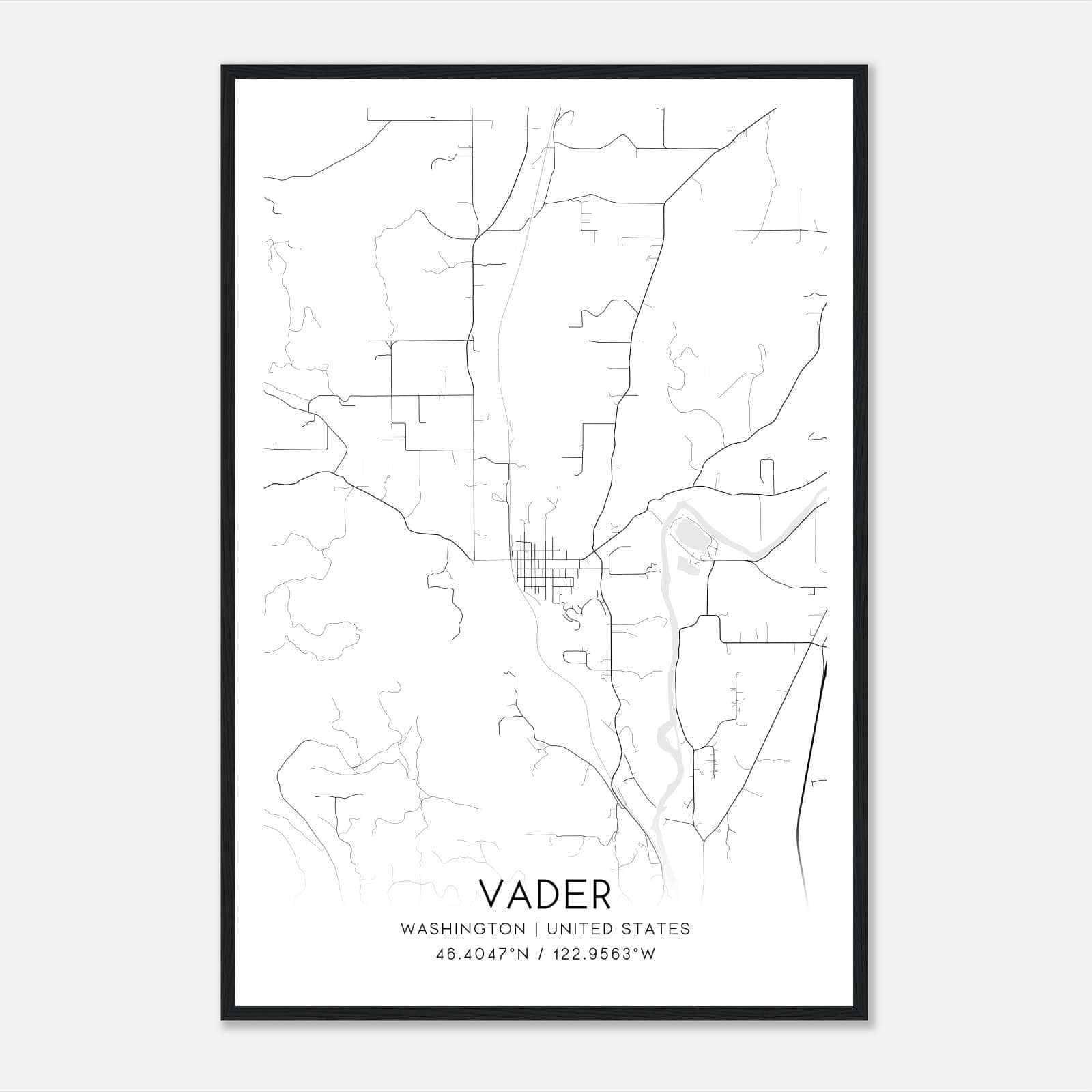 Vader Washington Map Poster, Modern Home Decor Wall Art Print - Custom ...