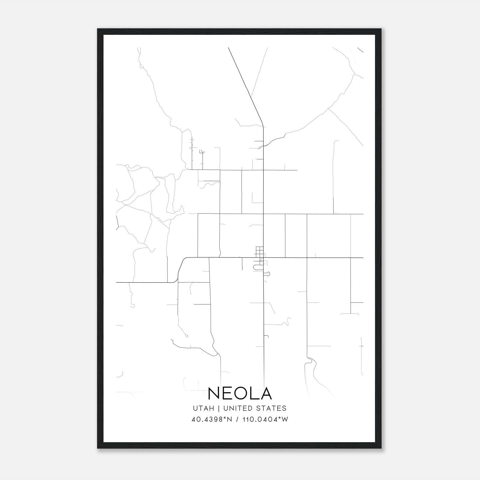 Neola Utah Map Poster, Modern Home Decor Wall Art Print - Custom Maps ...