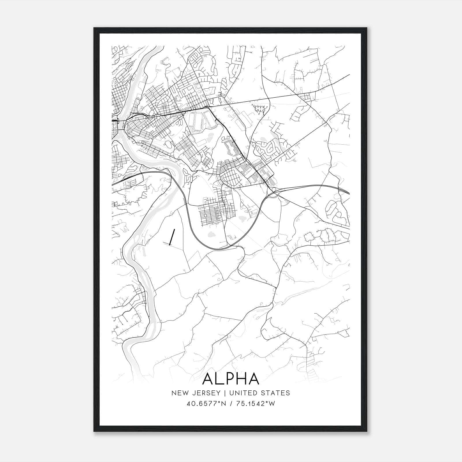 Alpha New Jersey Map Poster, Modern Home Decor Wall Art Print - Custom ...