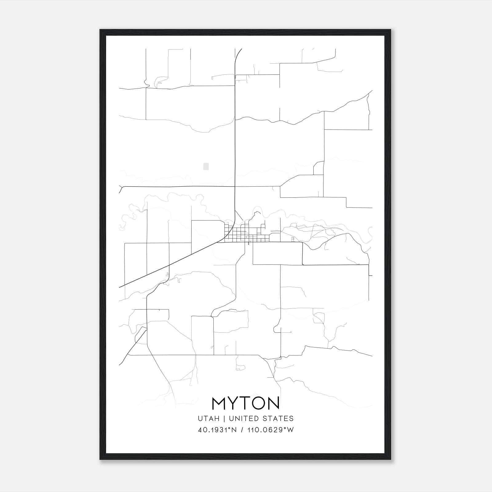 Myton Utah Map Poster, Modern Home Decor Wall Art Print - Custom Maps & Posters