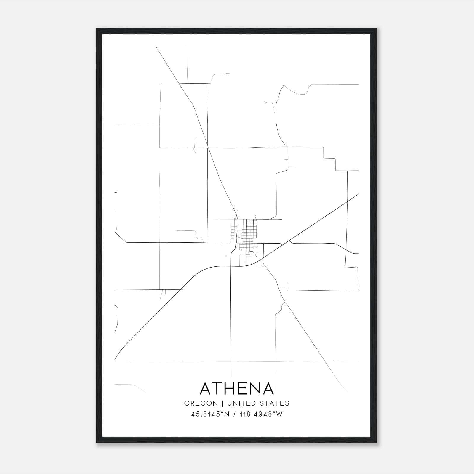 Athena Oregon Map Poster, Modern Home Decor Wall Art Print - Custom ...