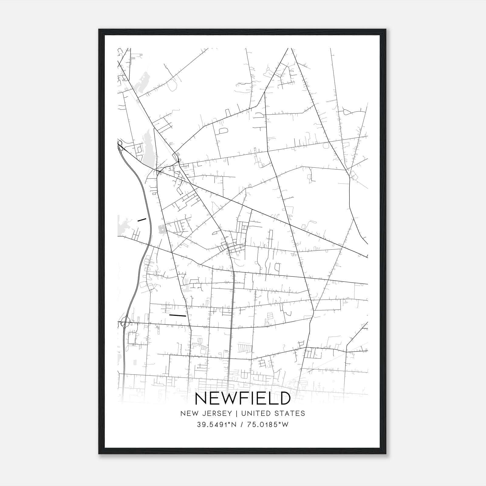 Newfield New Jersey Map Poster, Modern Home Decor Wall Art Print ...