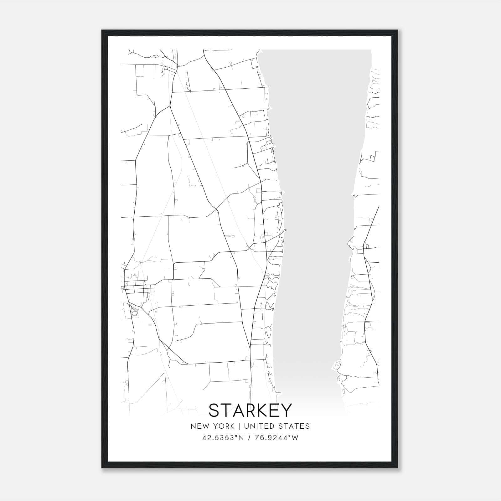 Starkey New York Map Poster, Modern Home Decor Wall Art Print - Custom ...