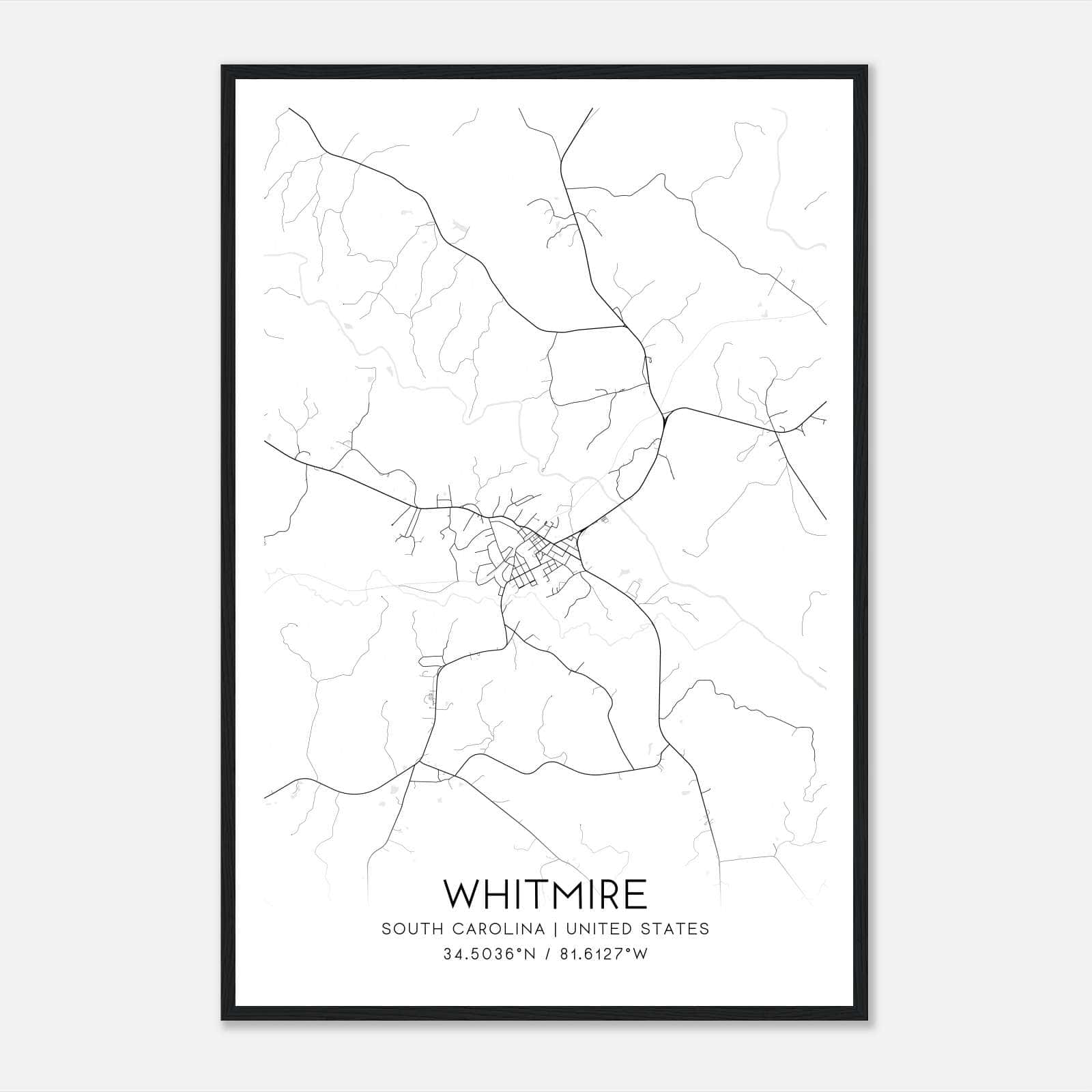 Whitmire South Carolina Map Poster, Modern Home Decor Wall Art Print ...