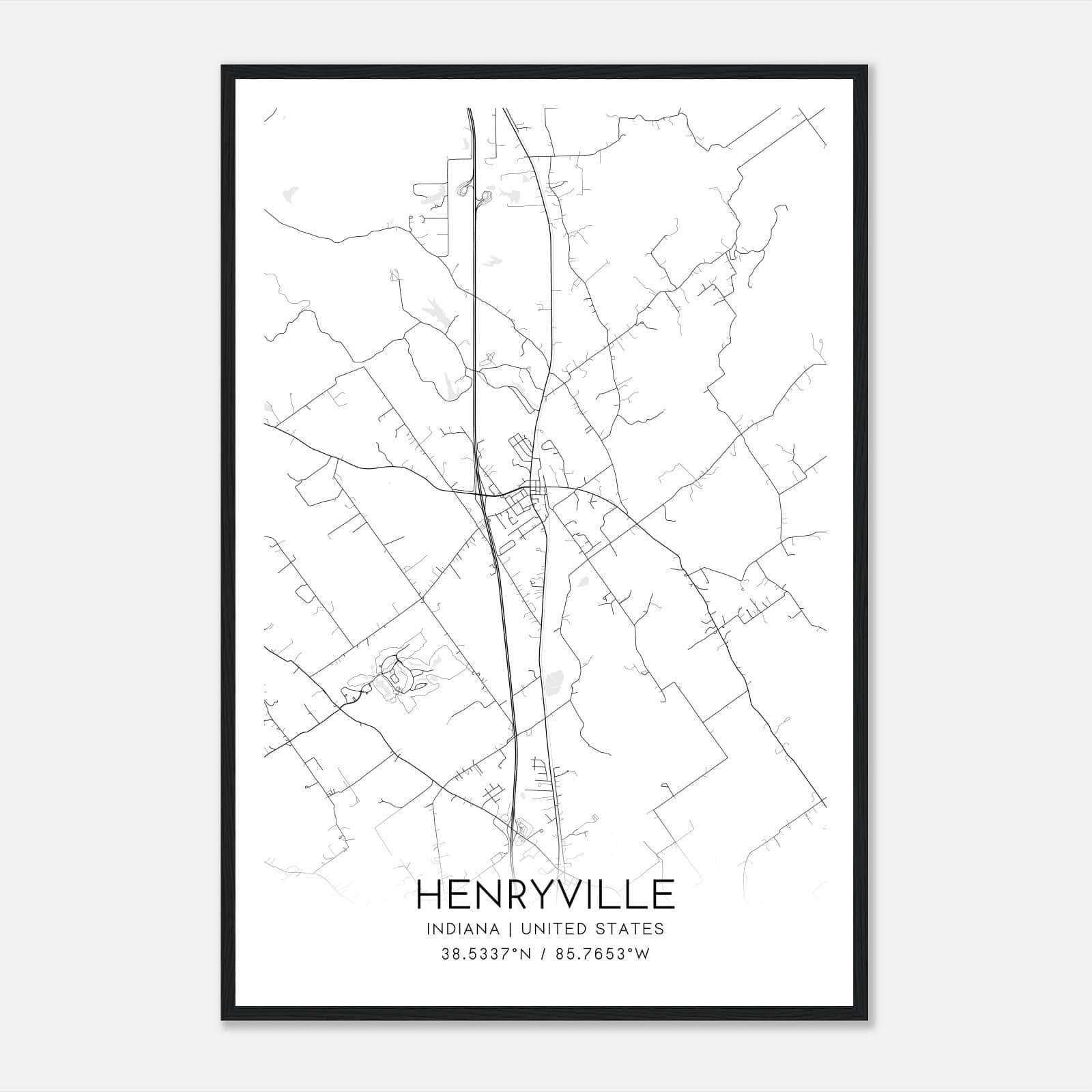 Henryville Indiana Map Poster, Modern Home Decor Wall Art Print ...