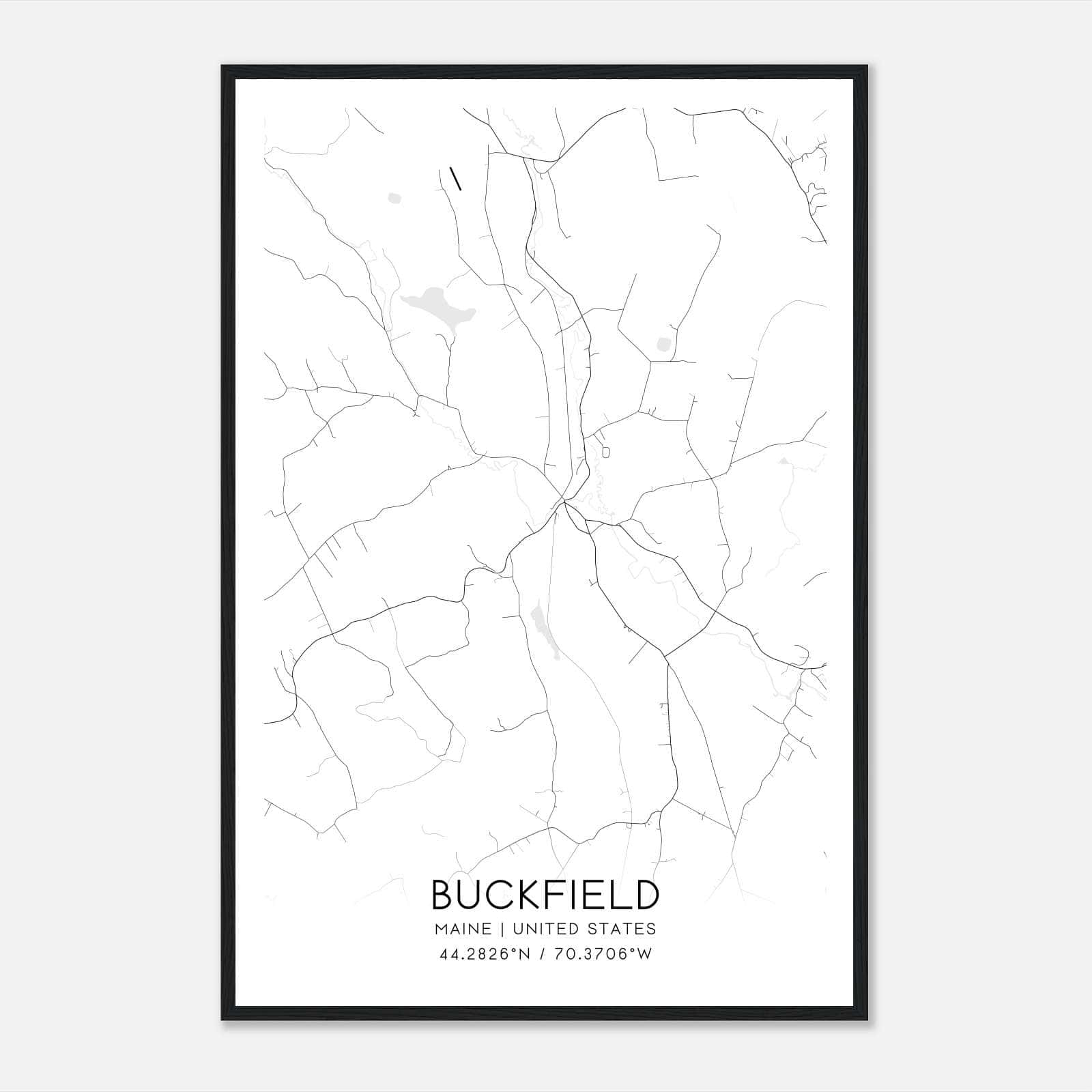 Buckfield Maine Map Poster, Modern Home Decor Wall Art Print - Custom ...