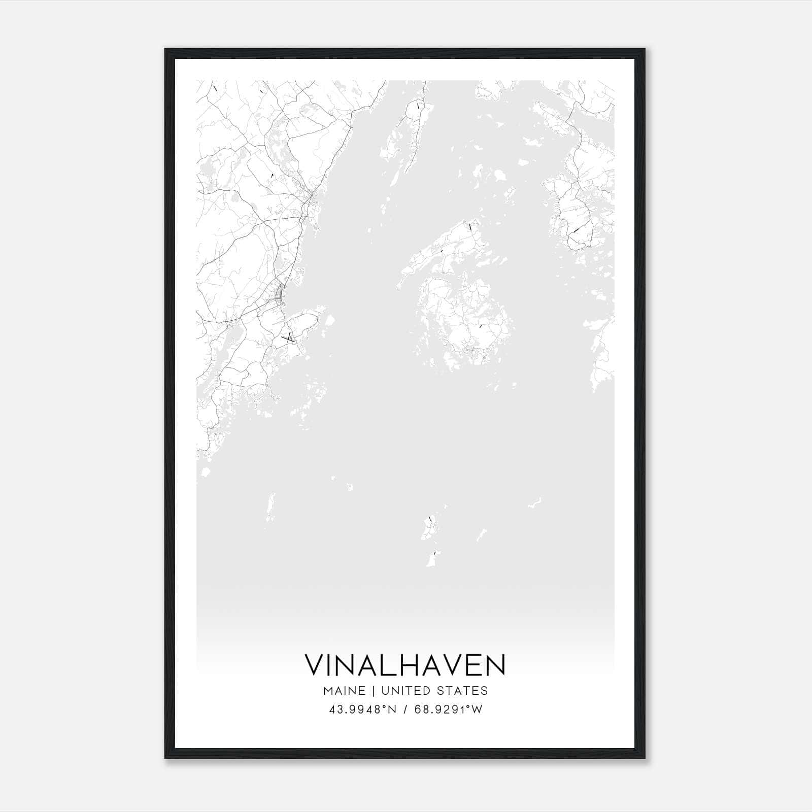 Vinalhaven Maine Map Poster, Modern Home Decor Wall Art Print - Custom Maps & Posters