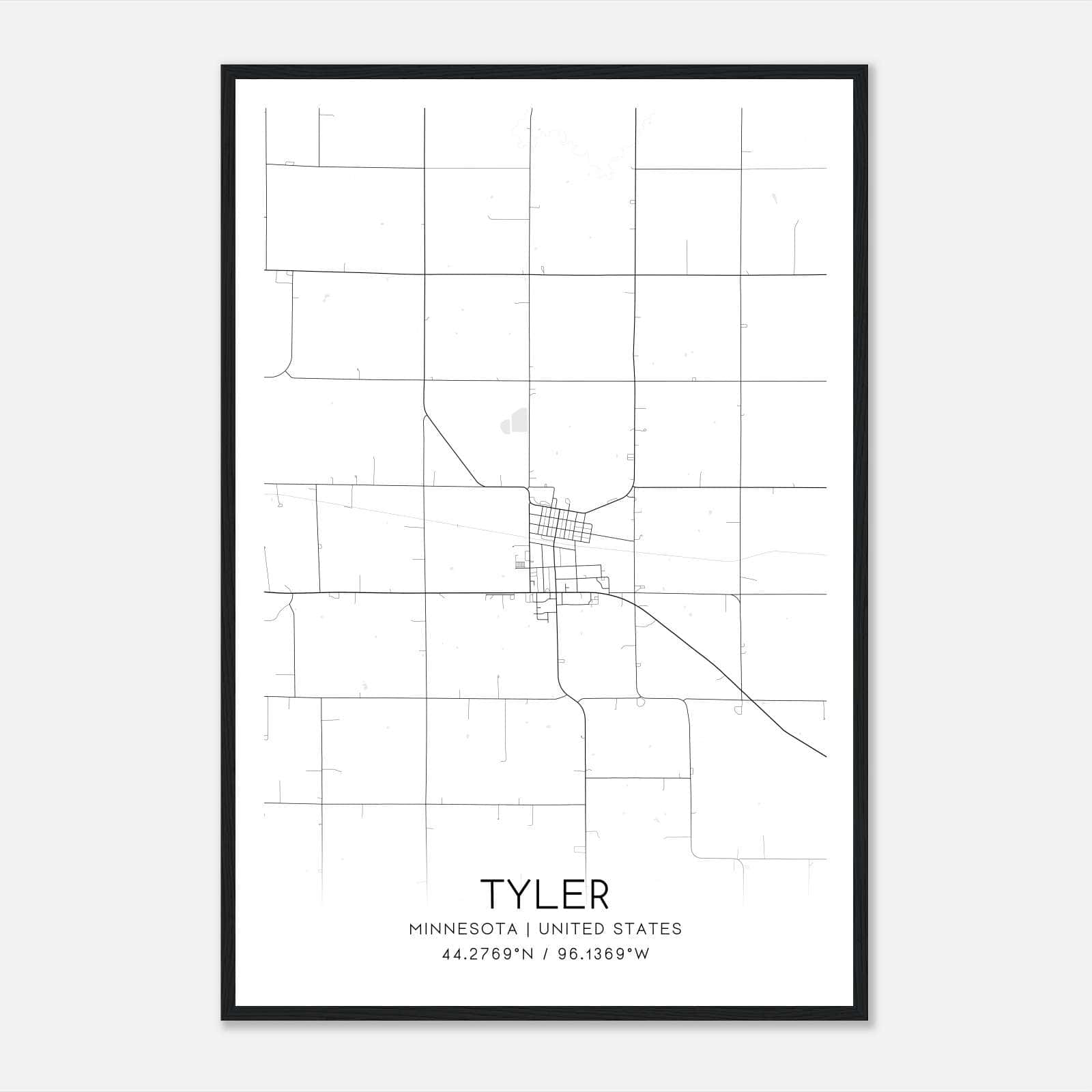 Tyler Minnesota Map Poster, Modern Home Decor Wall Art Print - Custom ...