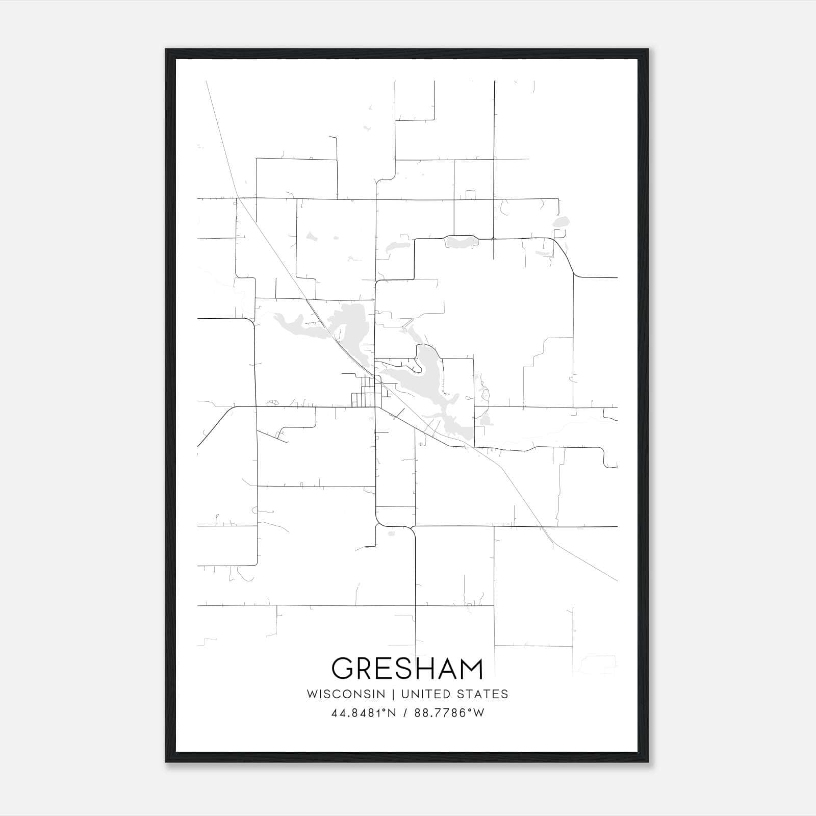 Gresham Wisconsin Map Poster, Modern Home Decor Wall Art Print - Custom ...