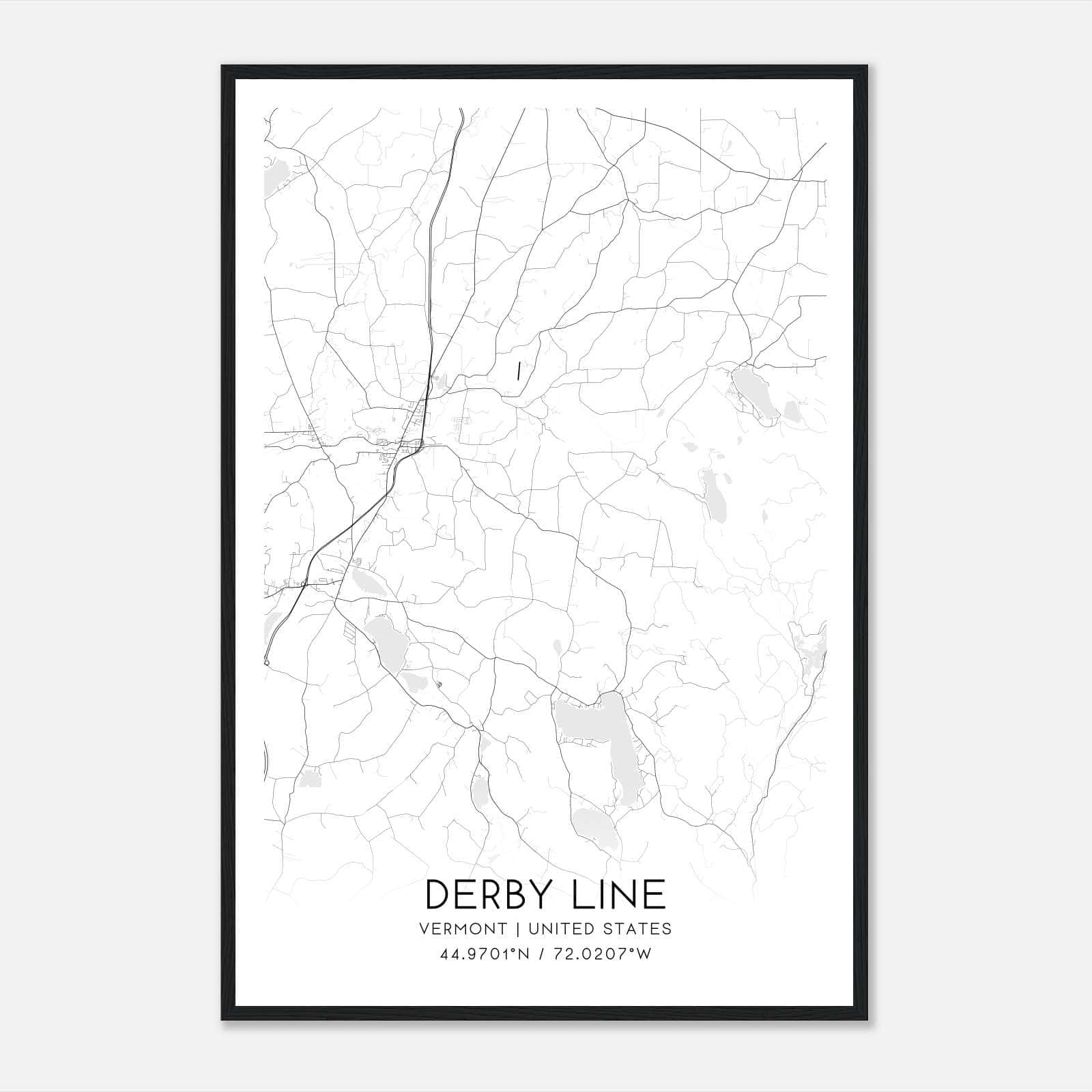 Derby Line Vermont Map Poster, Modern Home Decor Wall Art Print ...