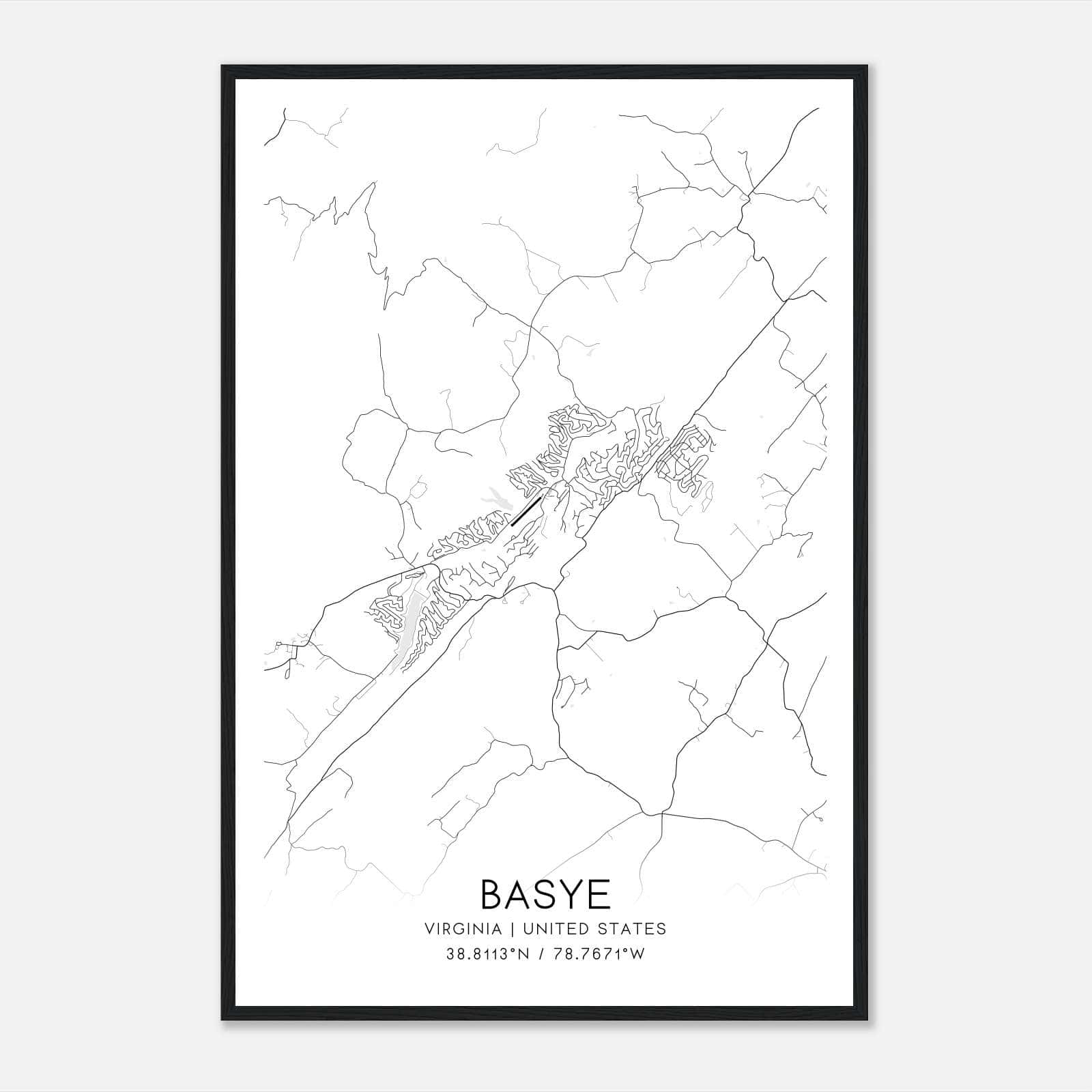 Basye Virginia Map Poster, Modern Home Decor Wall Art Print - Custom ...