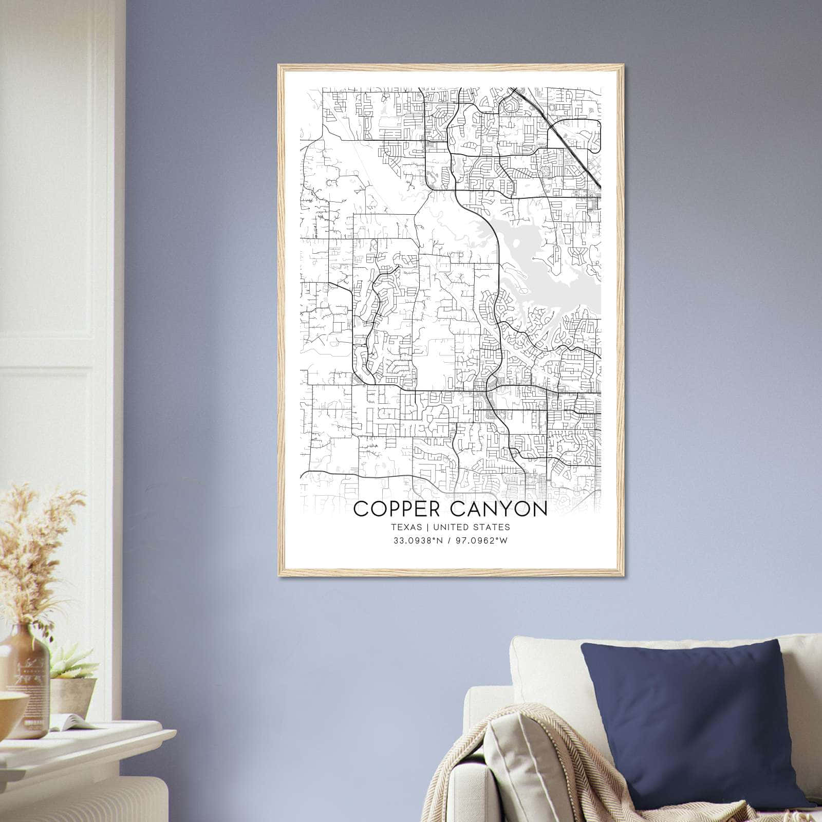 Copper Canyon Texas Map Poster, Modern Home Decor Wall Art Print ...