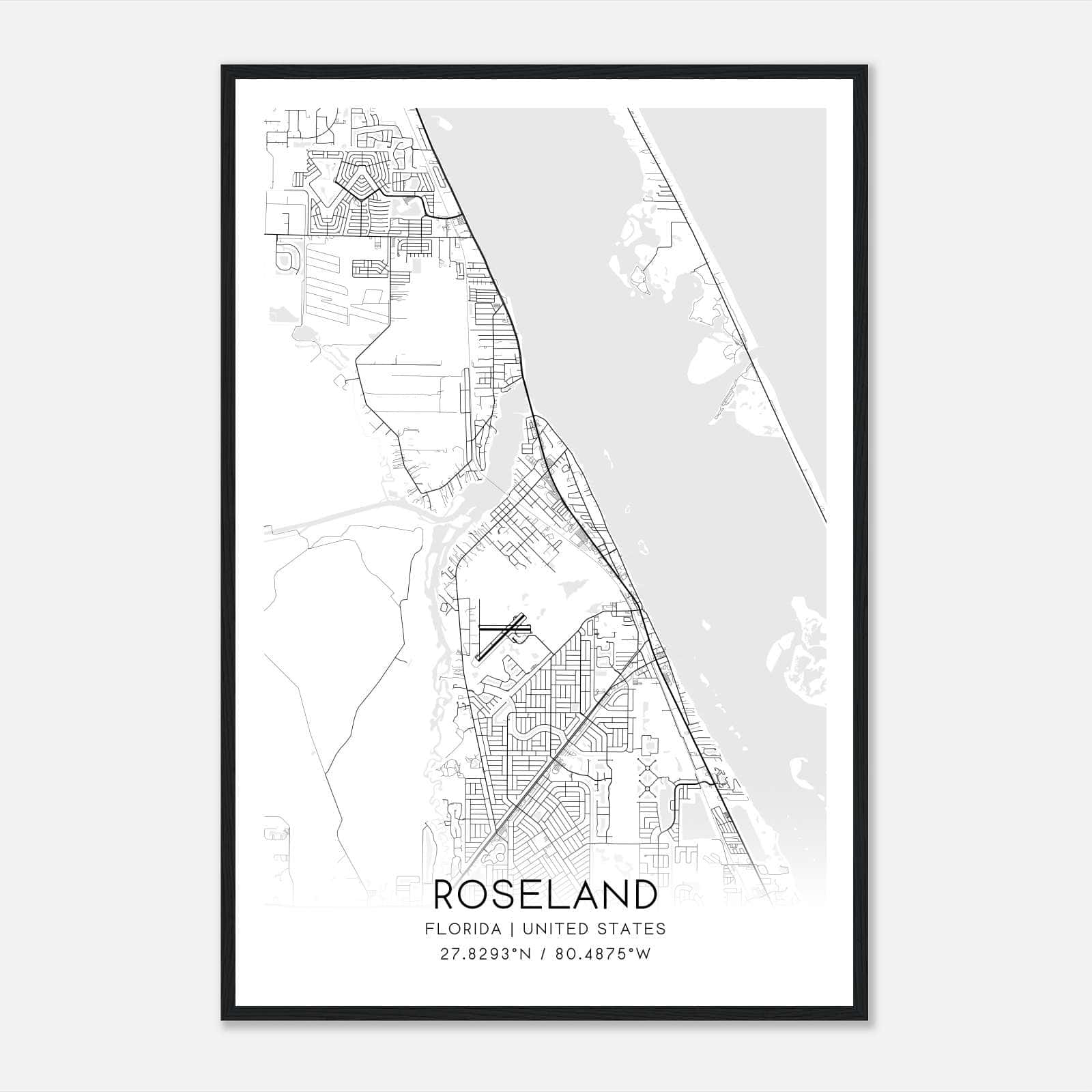 Roseland Florida Map Poster, Modern Home Decor Wall Art Print - Custom ...