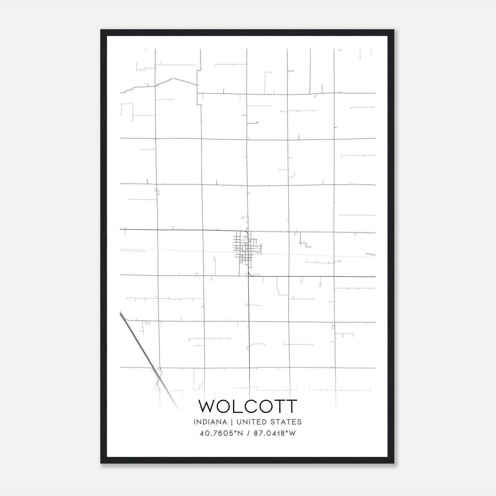 Wolcott Indiana Map Poster, Modern Home Decor Wall Art Print - Custom ...