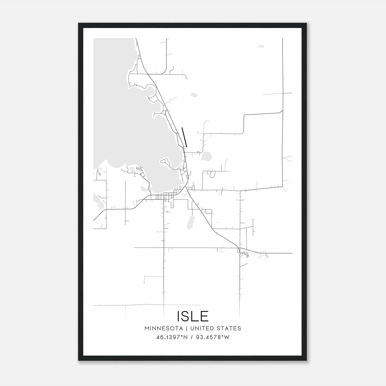 Isle Minnesota Map Poster, Modern Home Decor Wall Art Print - Custom ...
